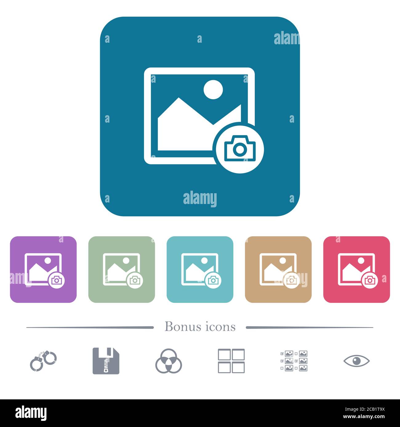 Grab image white flat icons on color rounded square backgrounds. 6 ...