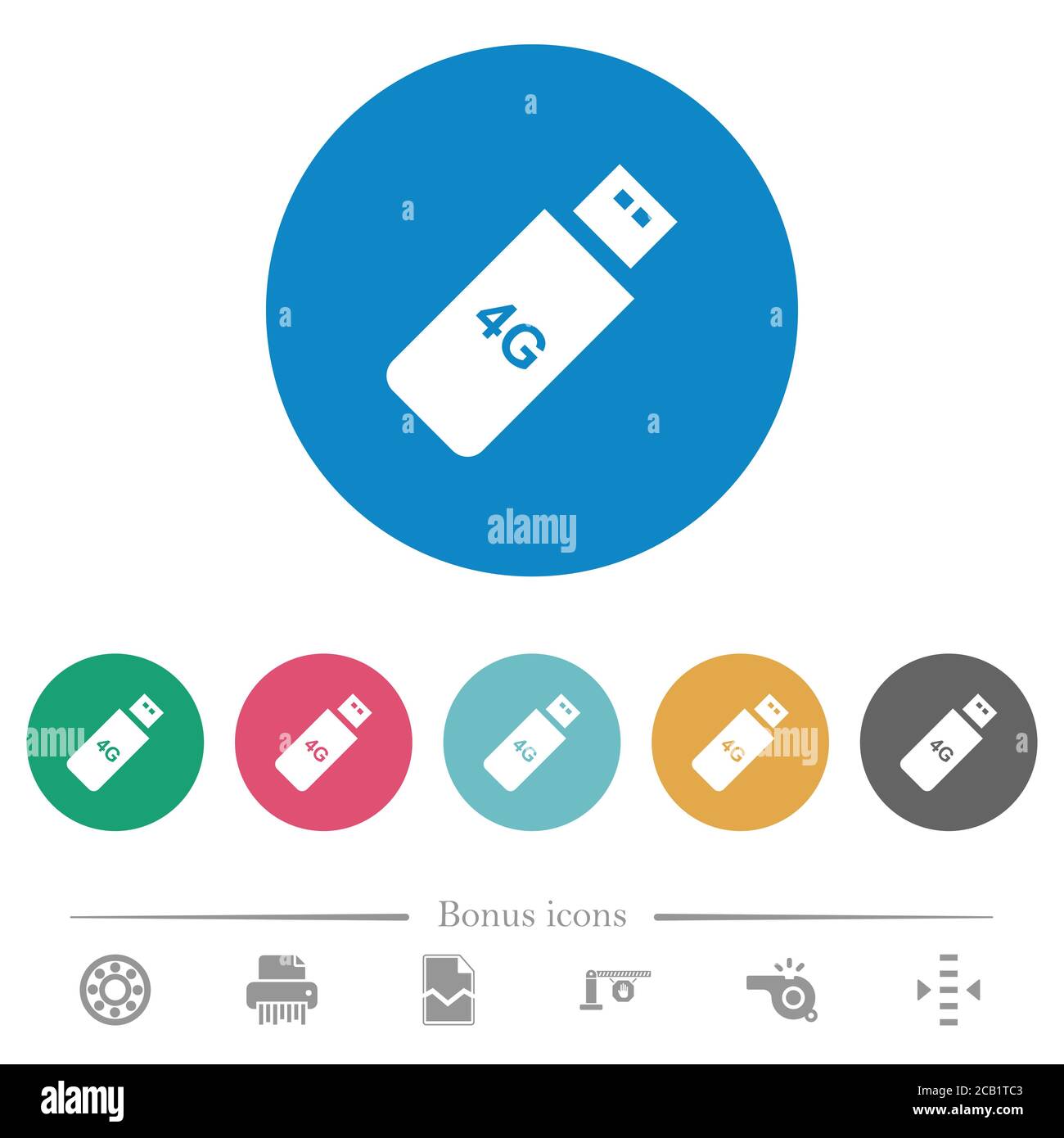 Fourth generation mobile stick flat white icons on round color ...