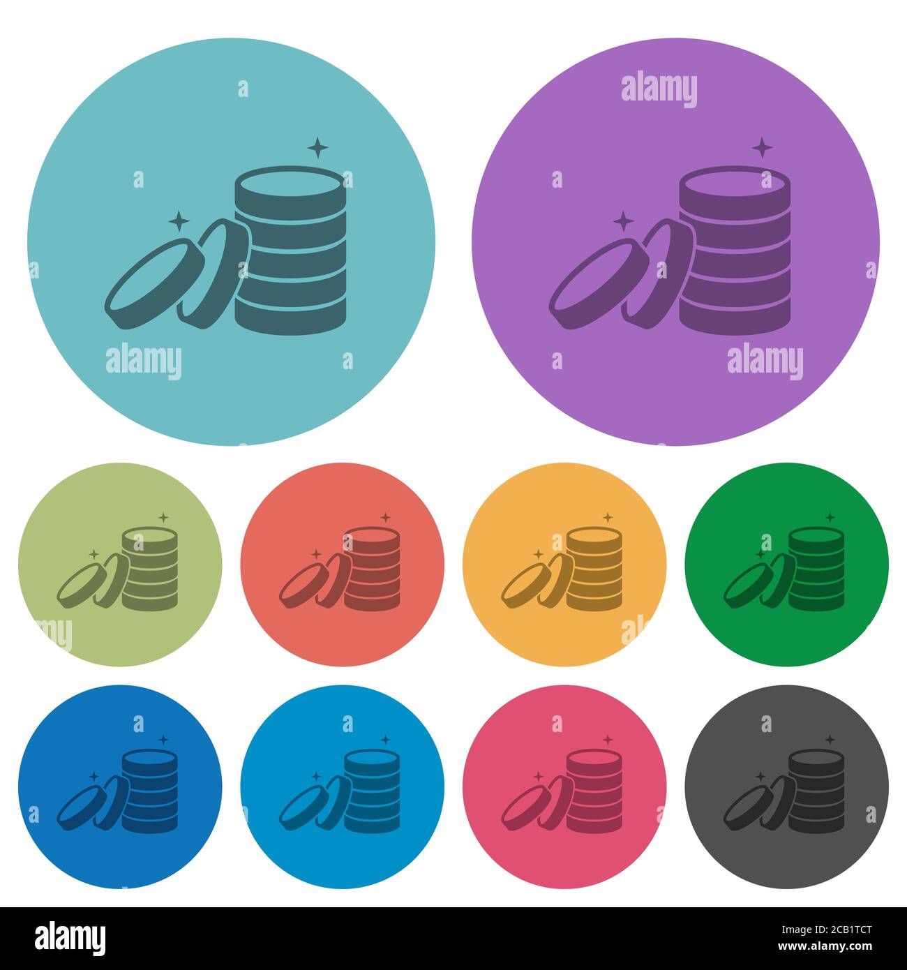 Stack of treasure darker flat icons on color round background Stock ...
