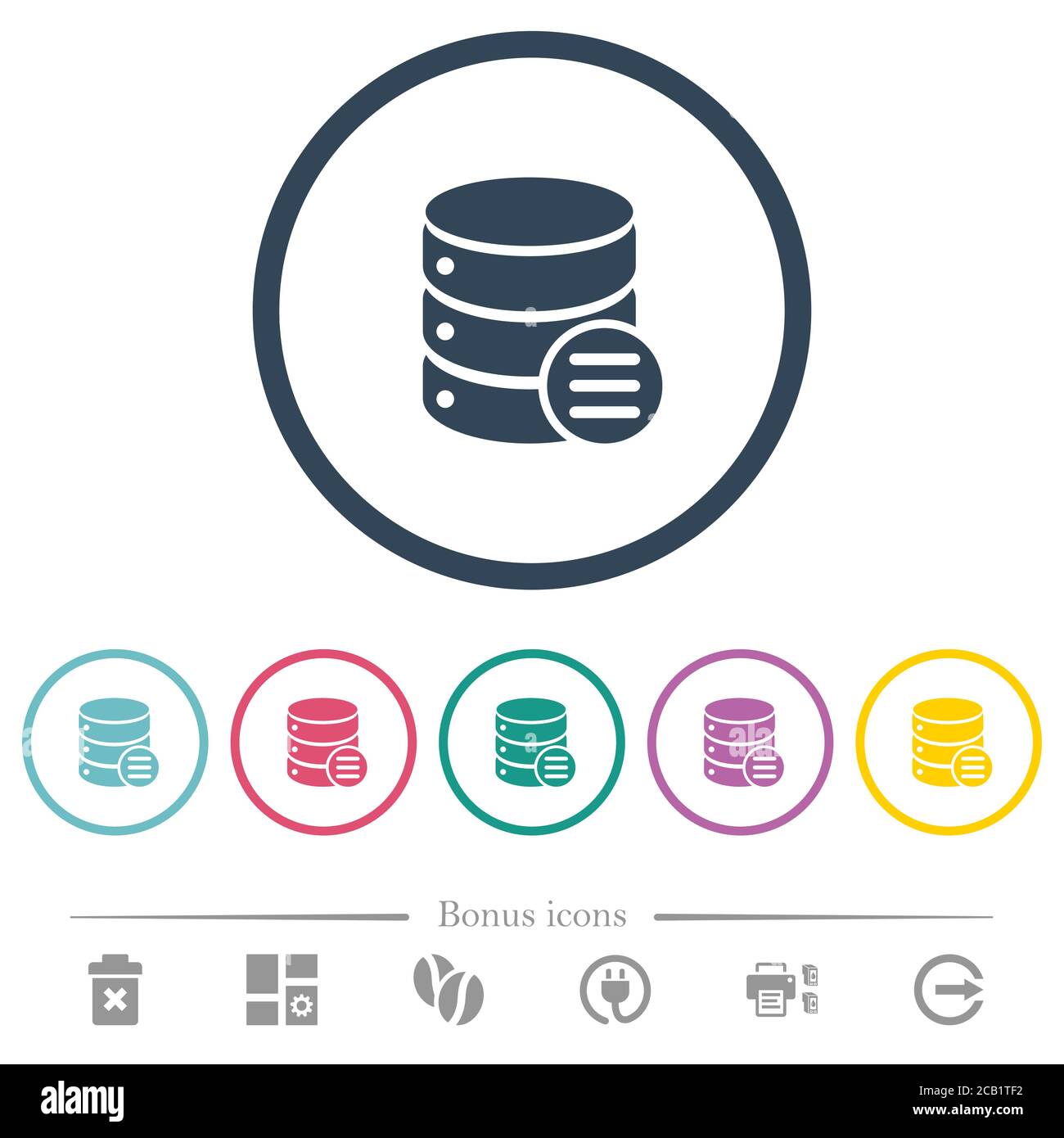 Database Options Flat Color Icons In Round Outlines 6 Bonus Icons Included Stock Vector Image