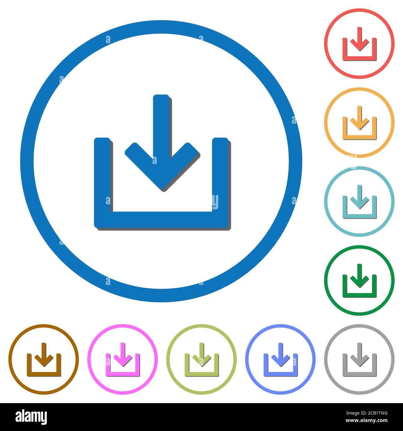 Import item flat color vector icons with shadows in round outlines on ...