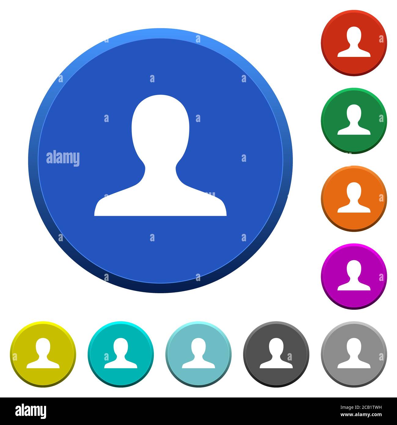 Blank user avatar round color beveled buttons with smooth surfaces and ...