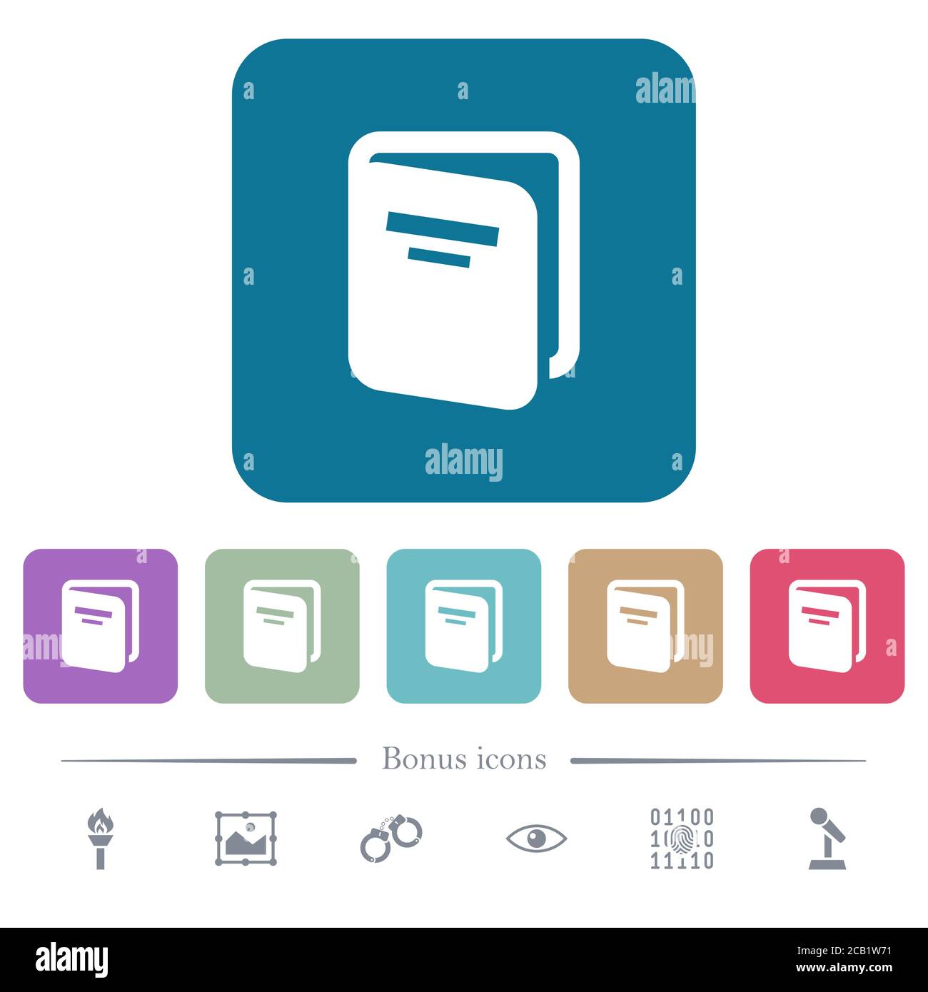 Album white flat icons on color rounded square backgrounds. 6 bonus ...