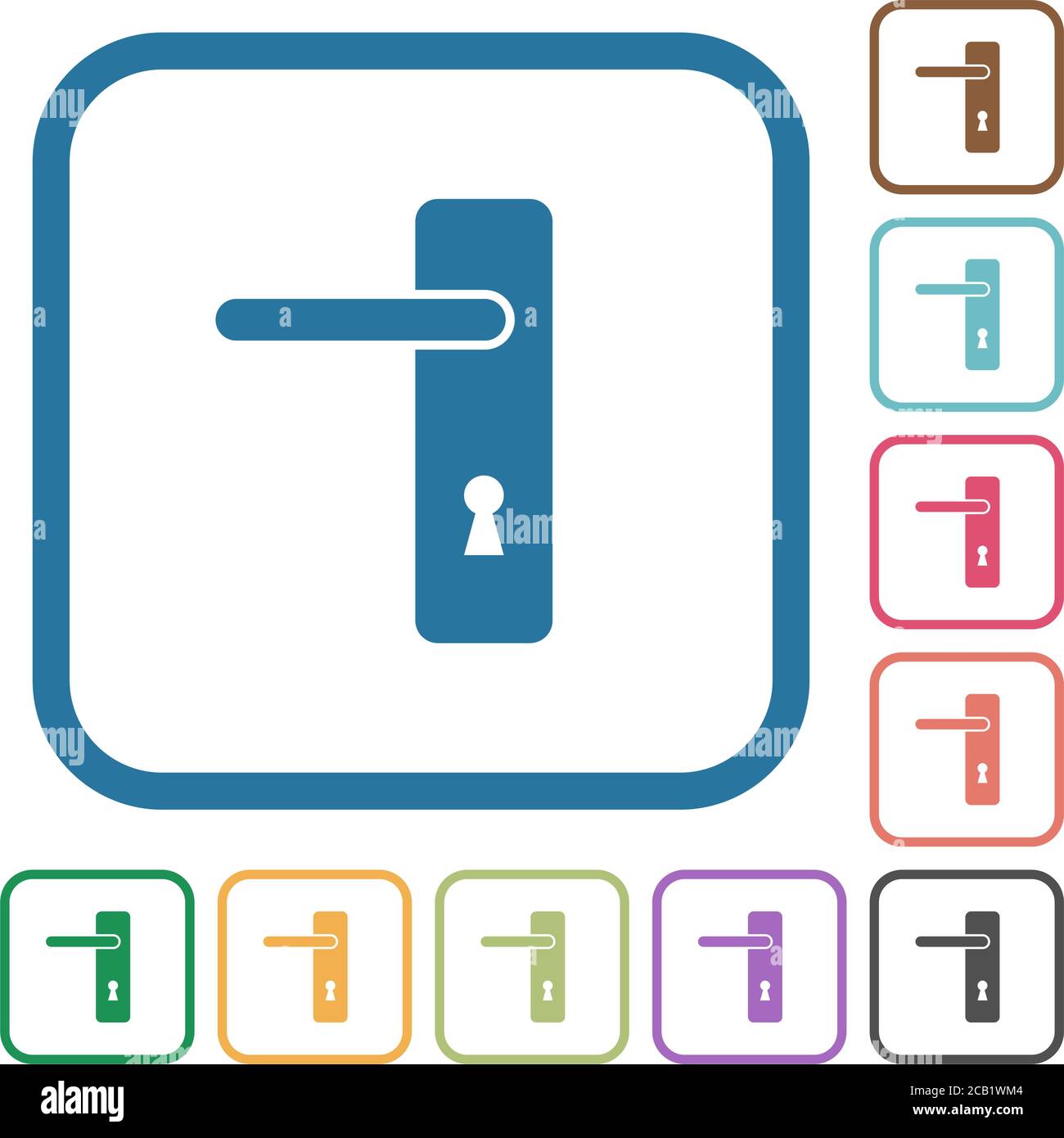 Left handed simple door handle simple icons in color rounded square ...