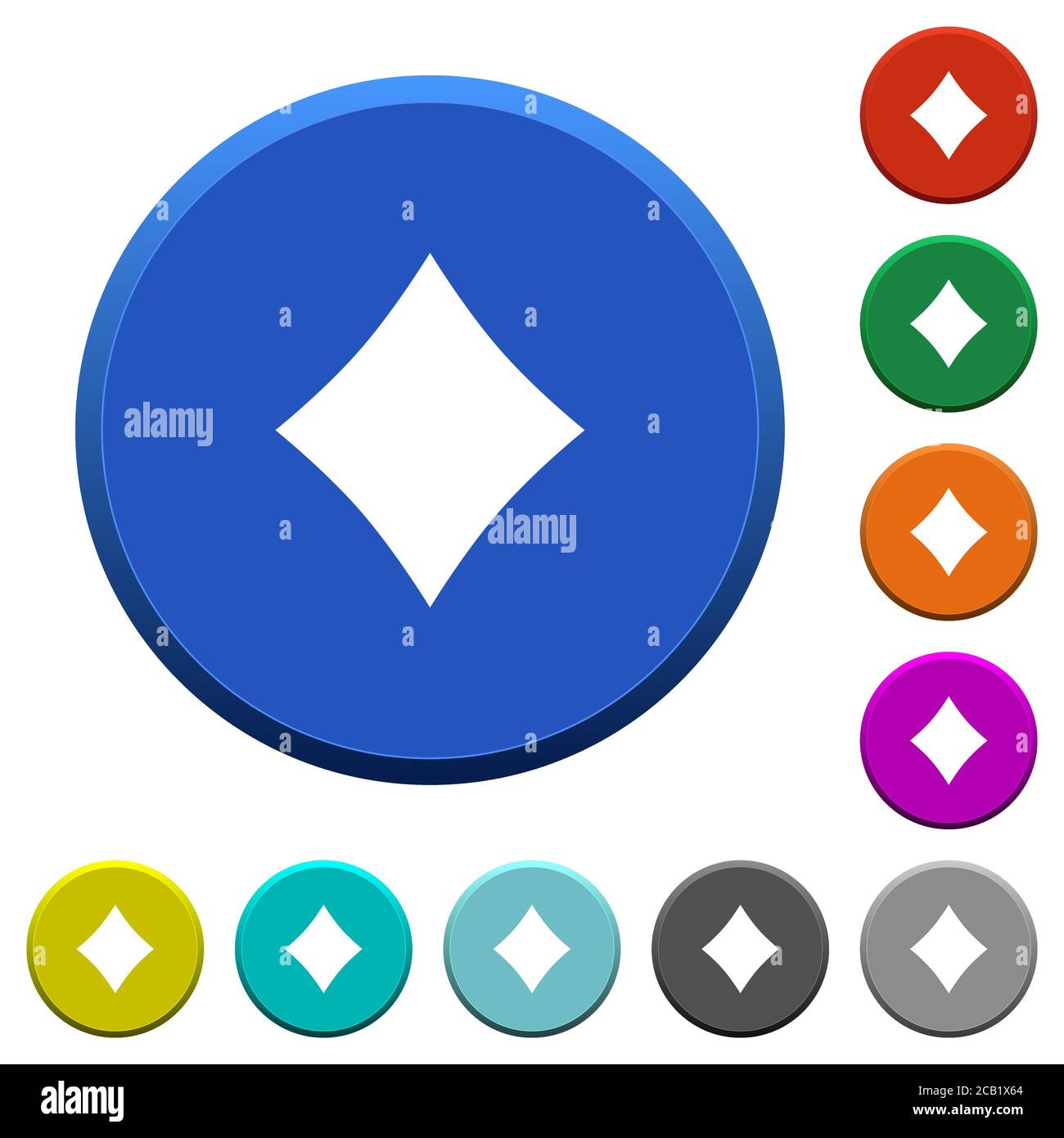 Diamond card symbol round color beveled buttons with smooth surfaces ...