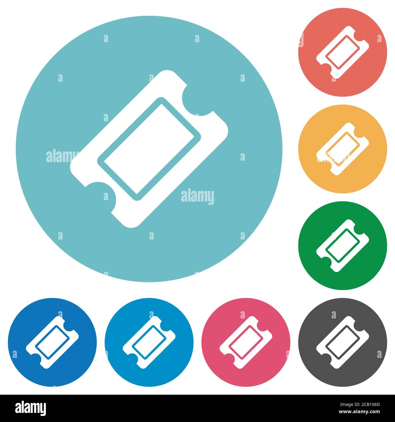 Single ticket flat white icons on round color backgrounds Stock Vector ...