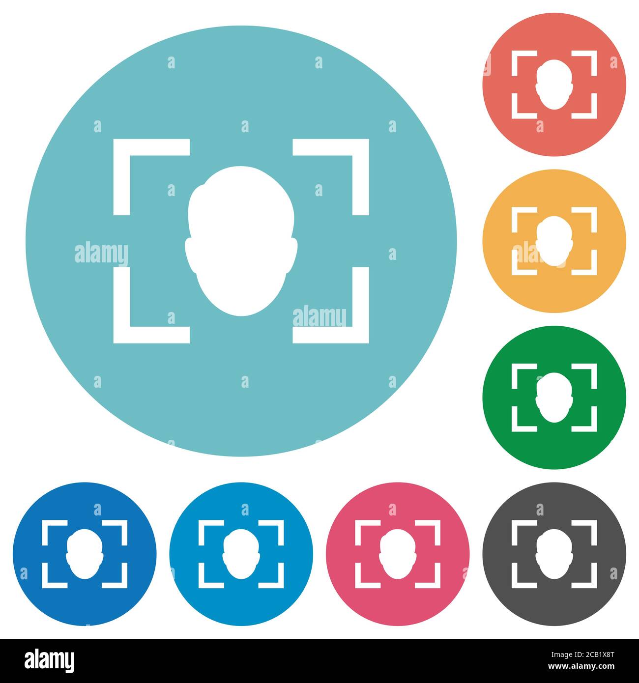 Camera selfie mode flat white icons on round color backgrounds Stock ...