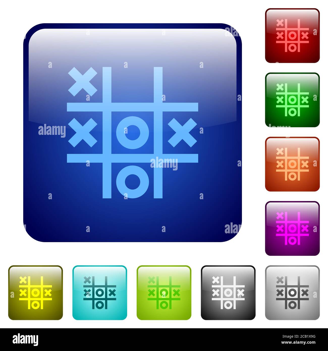 Tic tac toe game icons in rounded square color glossy button set Stock ... Tic tac toe game icons in rounded square color glossy button set Stock ...