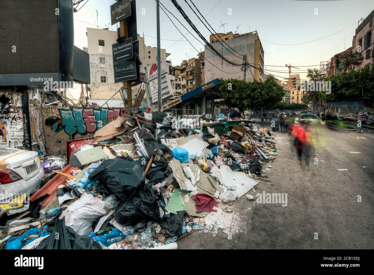Beirut, Lebanon - August 05 2020: View of destroyed buildings and ...