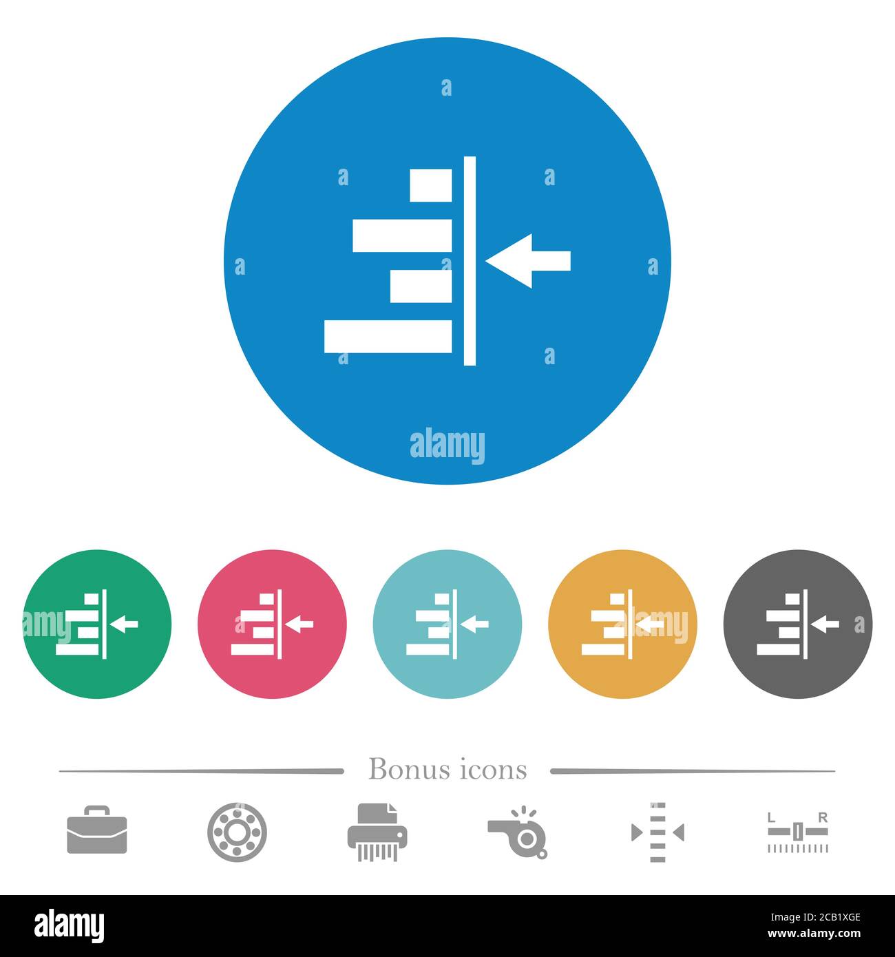 Increase right indentation of content flat white icons on round color backgrounds. 6 bonus icons ...