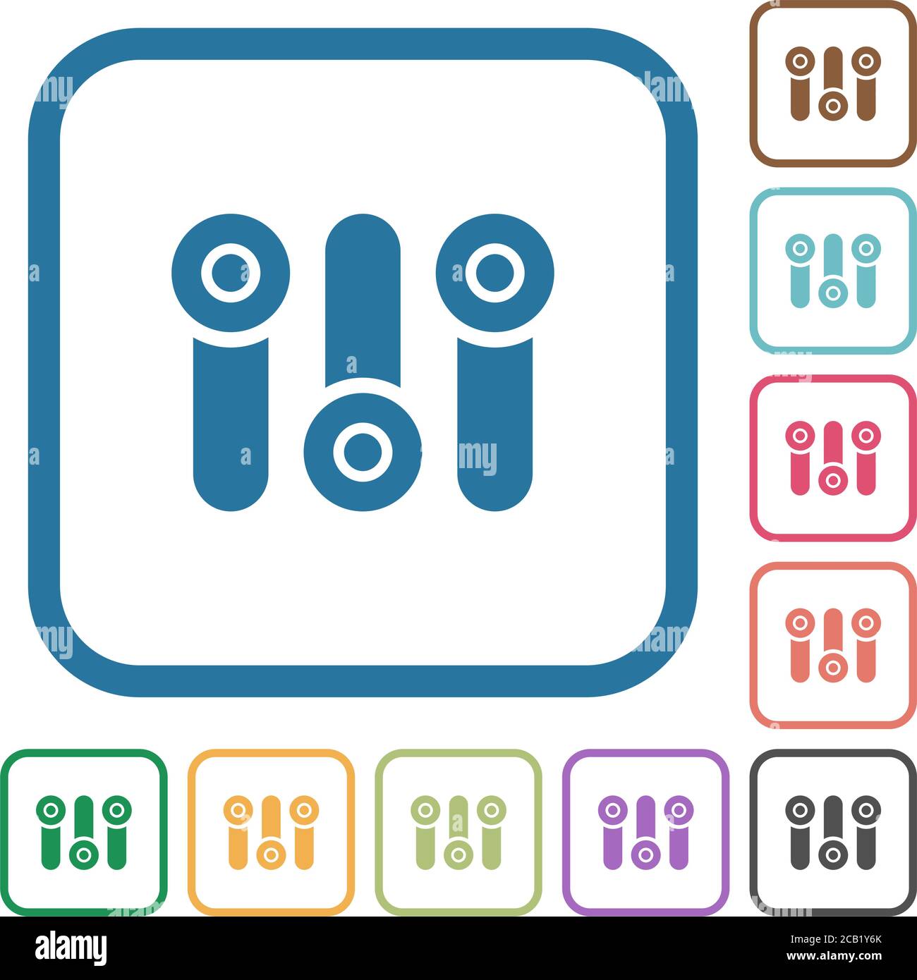 Control panel simple icons in color rounded square frames on white background Stock Vector Image ...