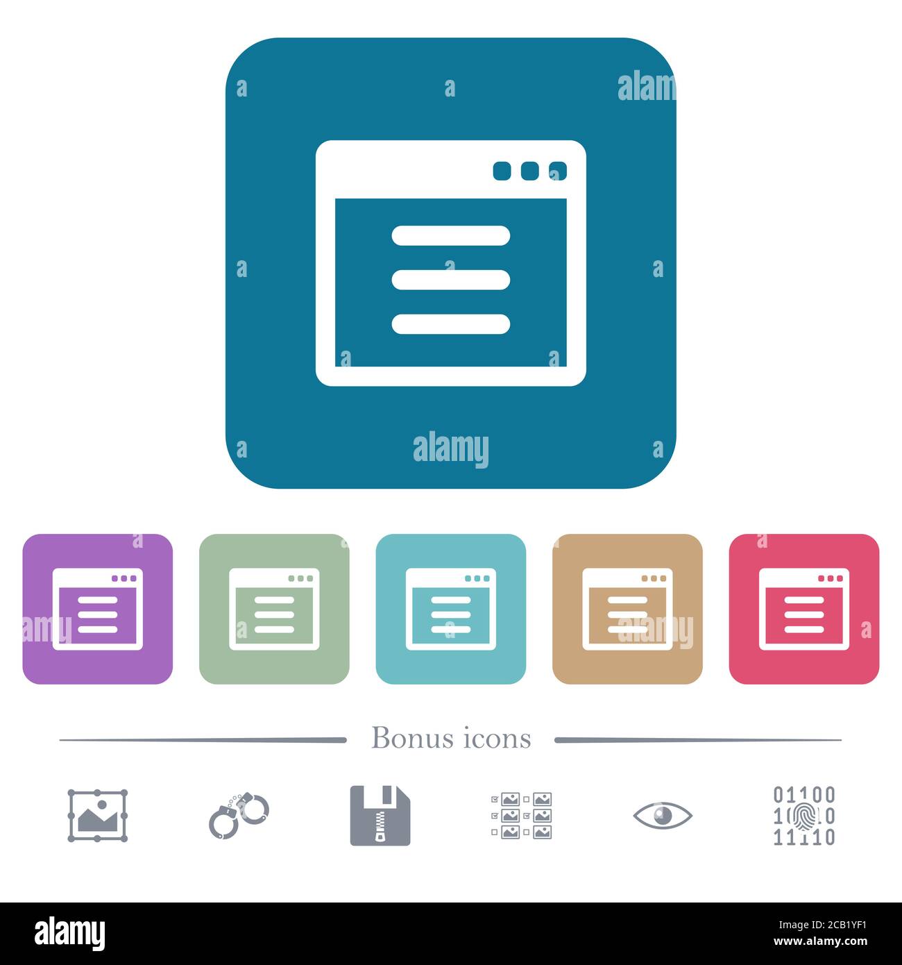 Application options white flat icons on color rounded square ...