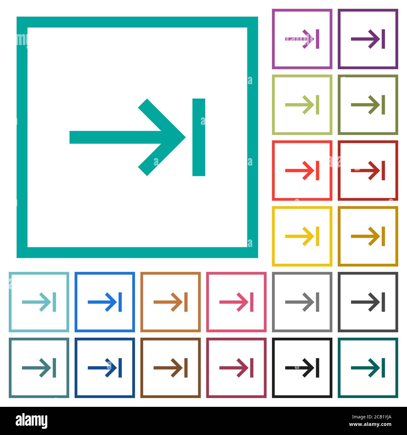 Keyboard tab flat color icons with quadrant frames on white background ...
