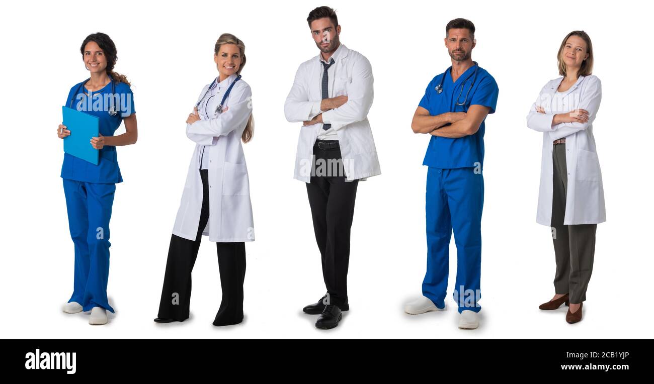 Collection of full length portraits of medical doctors. Design element ...