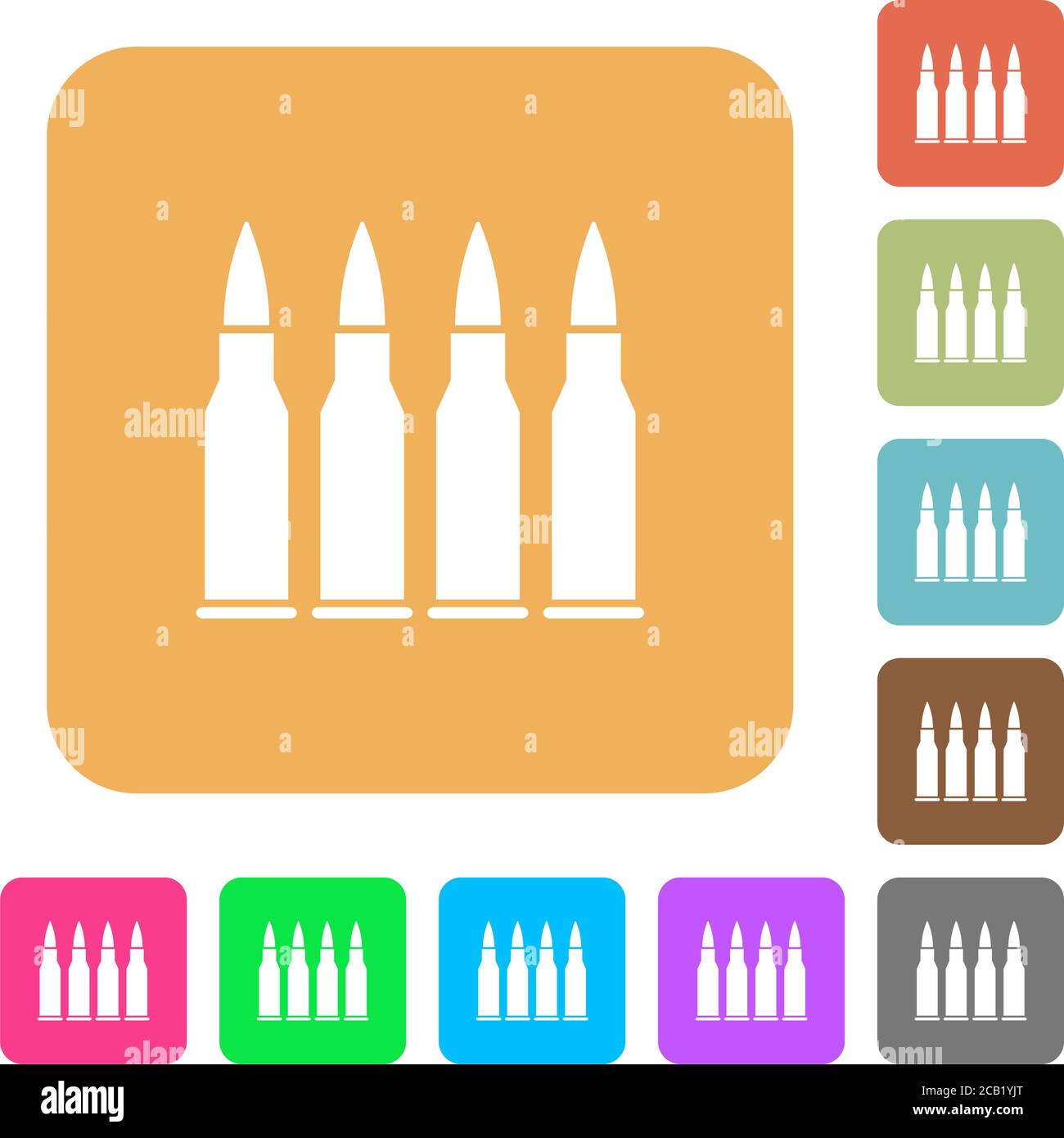 Four bullets flat icons on rounded square vivid color backgrounds Stock ...