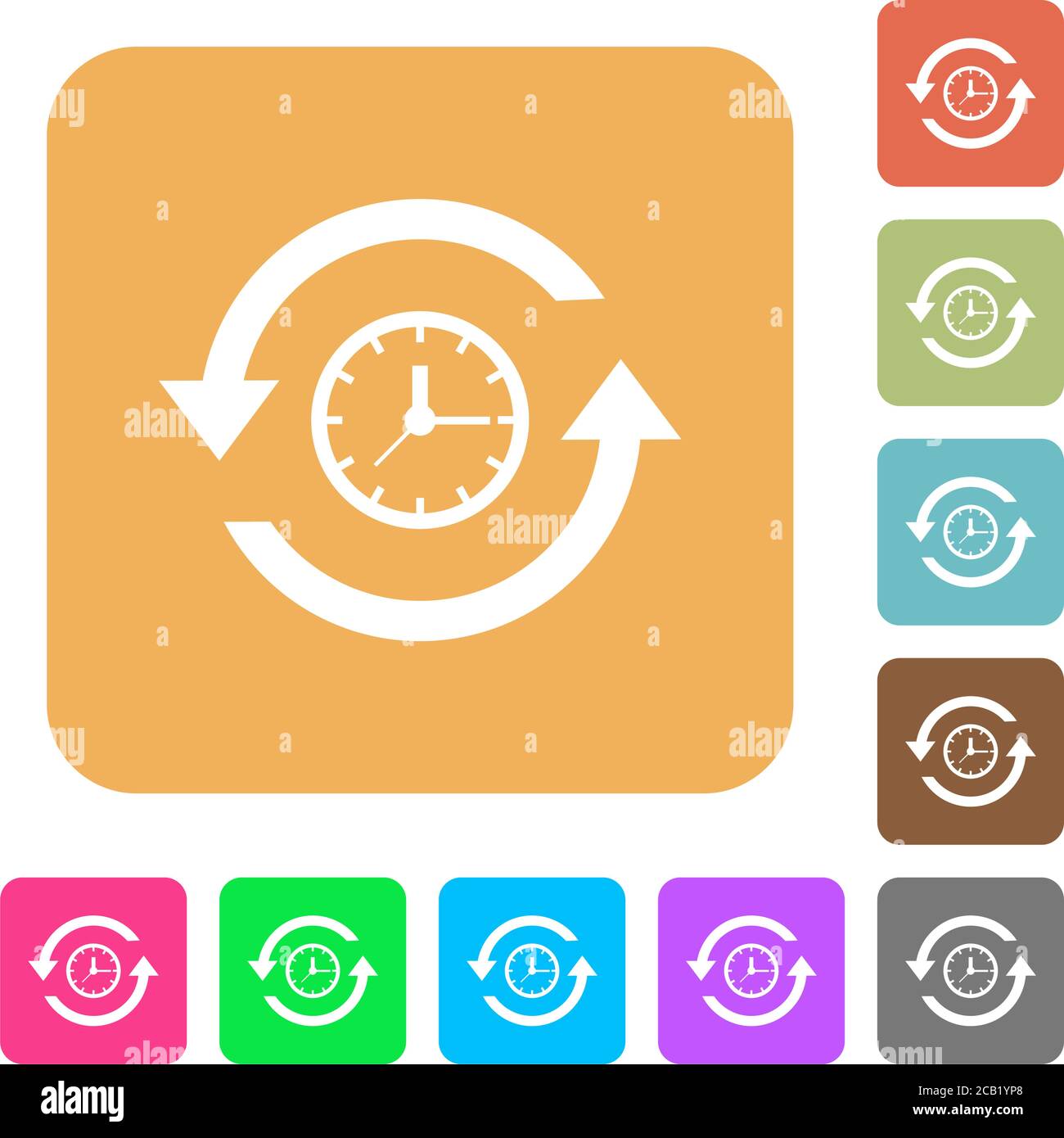 History flat icons on rounded square vivid color backgrounds Stock ...