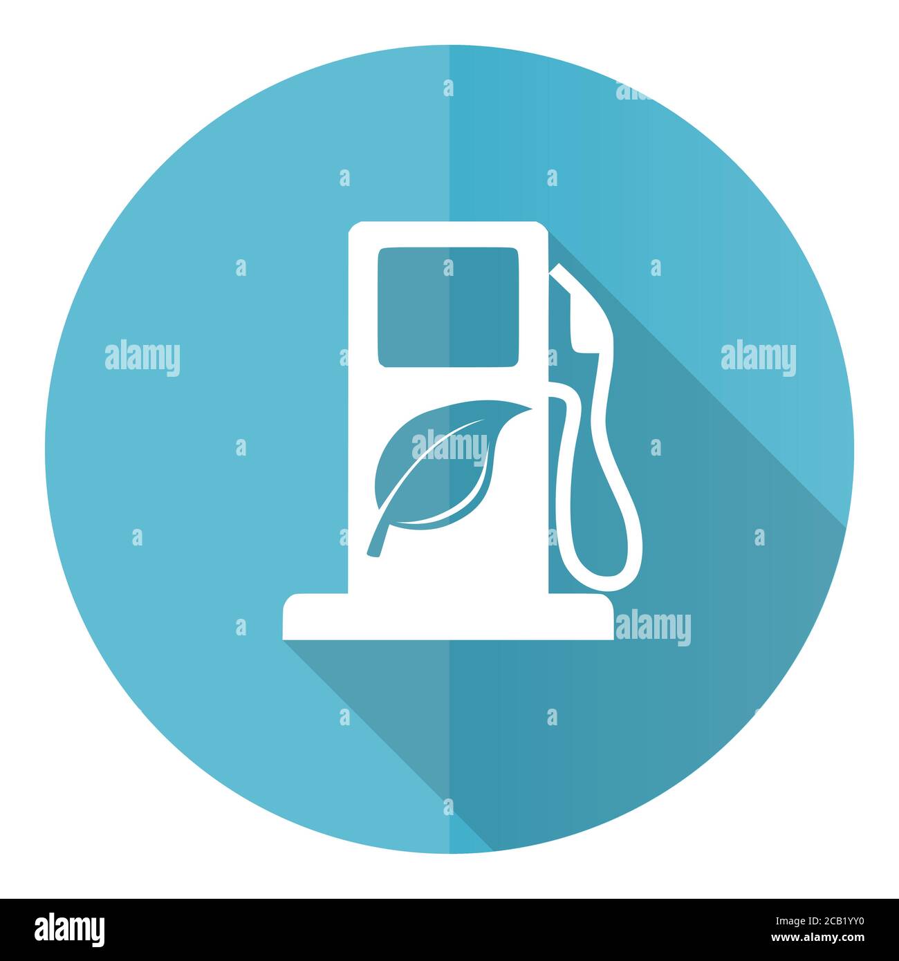 Biofuel vector icon, flat design blue round web button isolated on ...