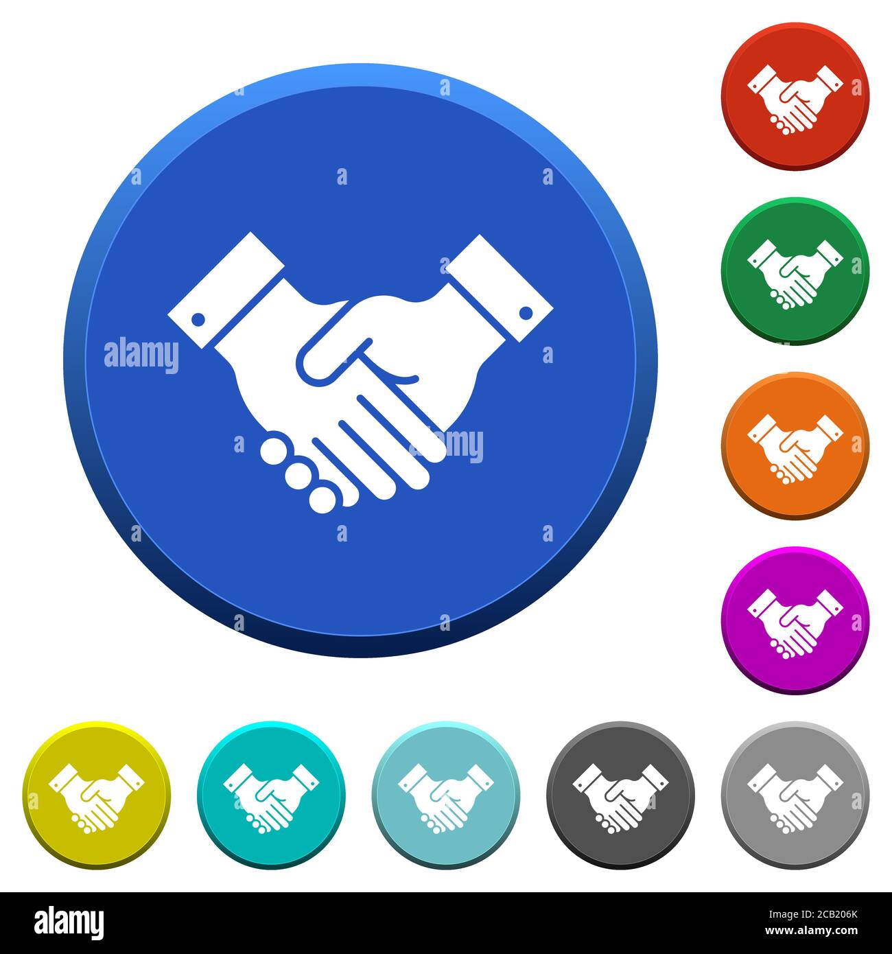 Partnership round color beveled buttons with smooth surfaces and flat ...