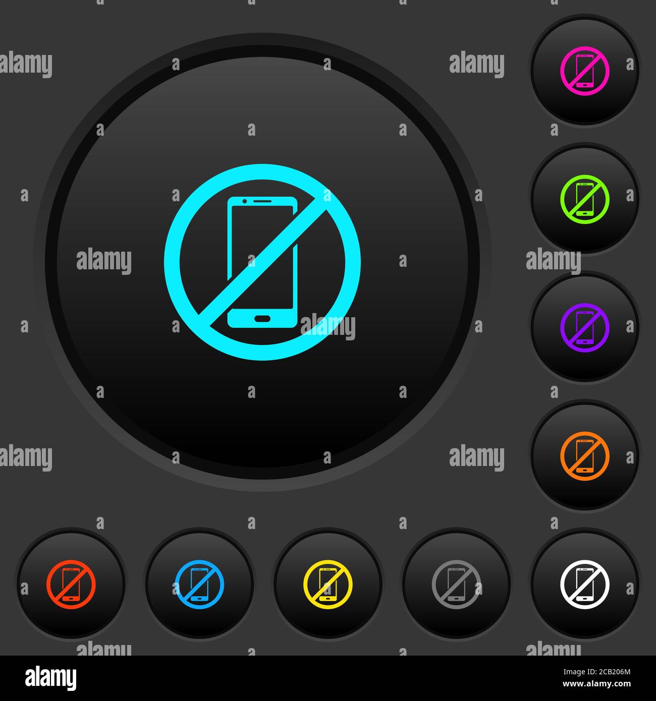 Smartphone not allowed dark push buttons with vivid color icons on dark ...