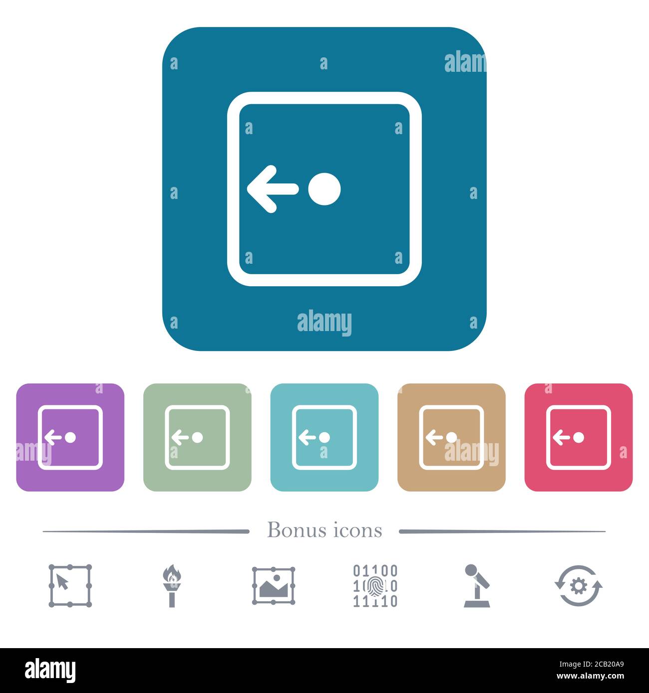 Move object left white flat icons on color rounded square backgrounds ...