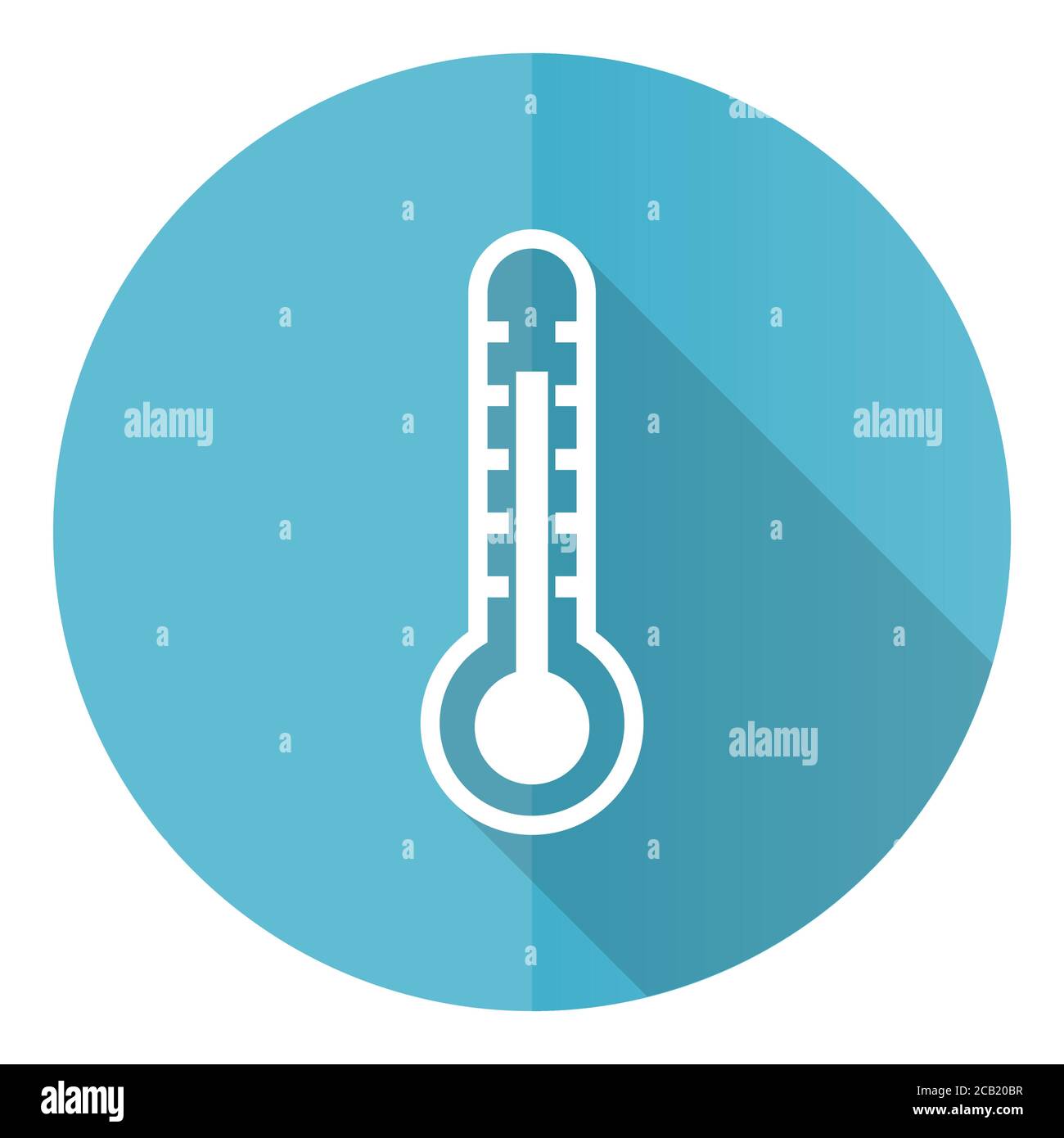 Thermometer vector icon, flat design blue round web button isolated on ...