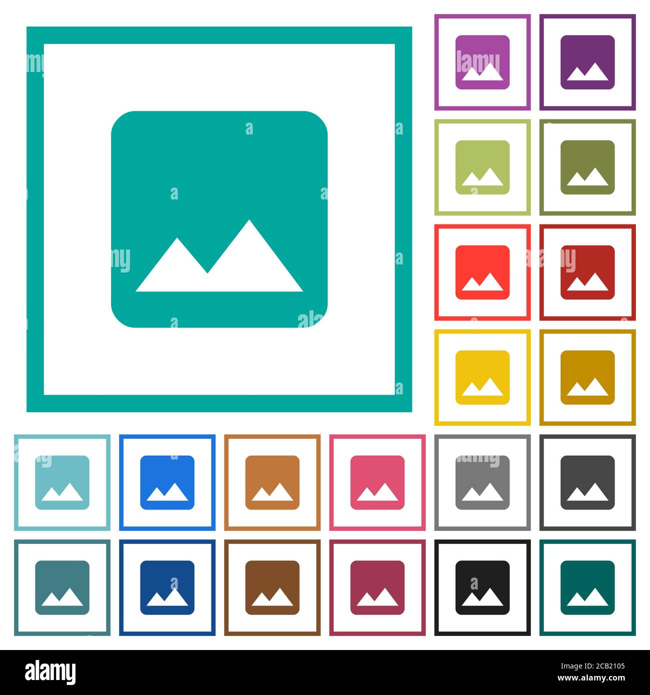 Single image flat color icons with quadrant frames on white background ...