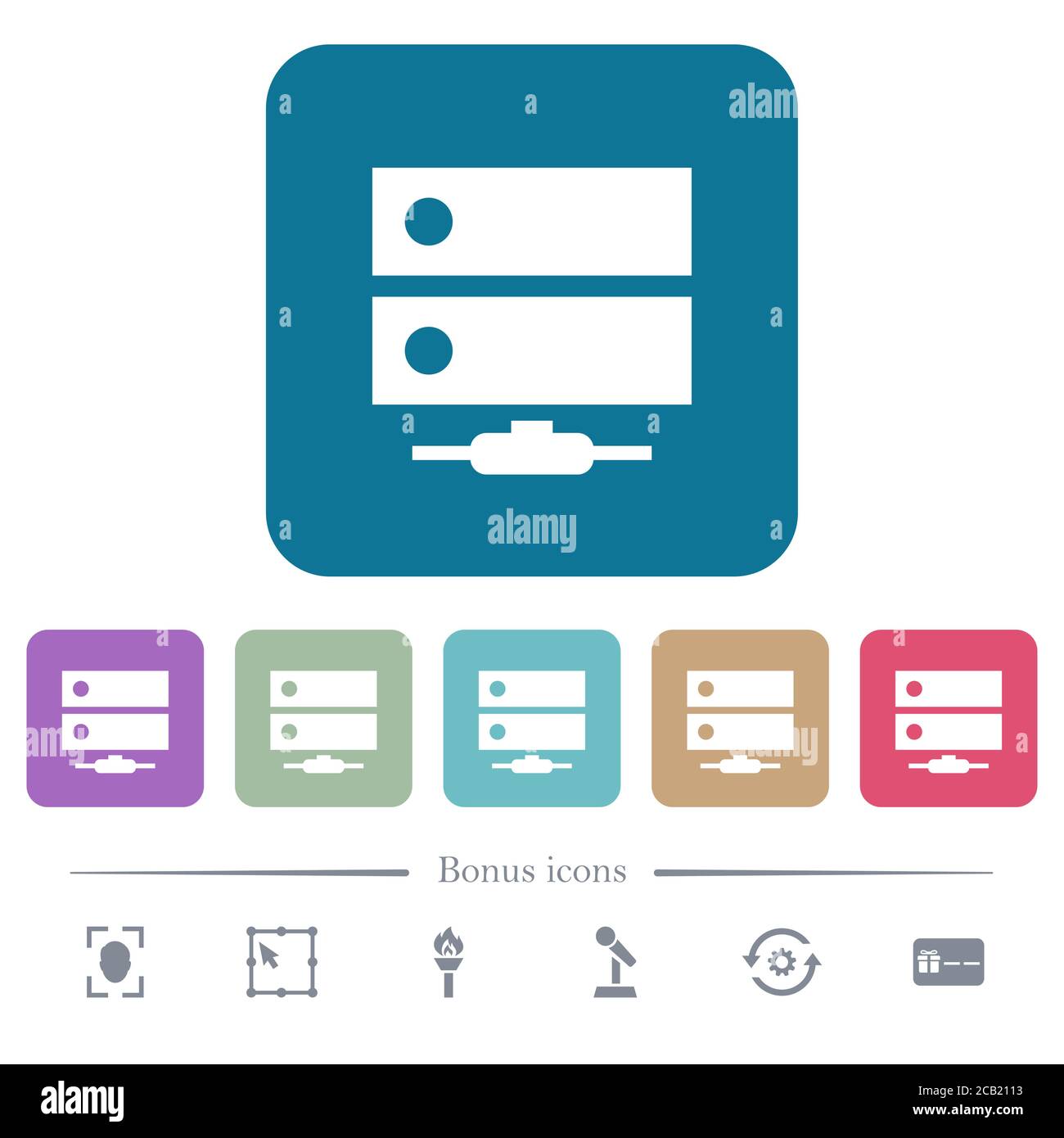 Network drive white flat icons on color rounded square backgrounds. 6 ...