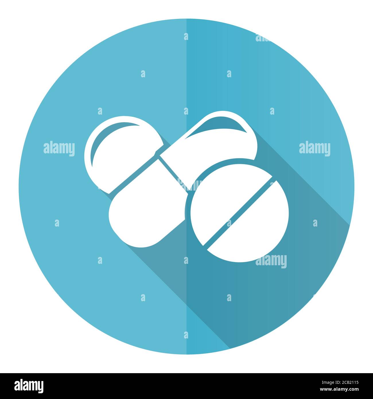 Medicine vector icon, flat design blue round web button isolated on ...