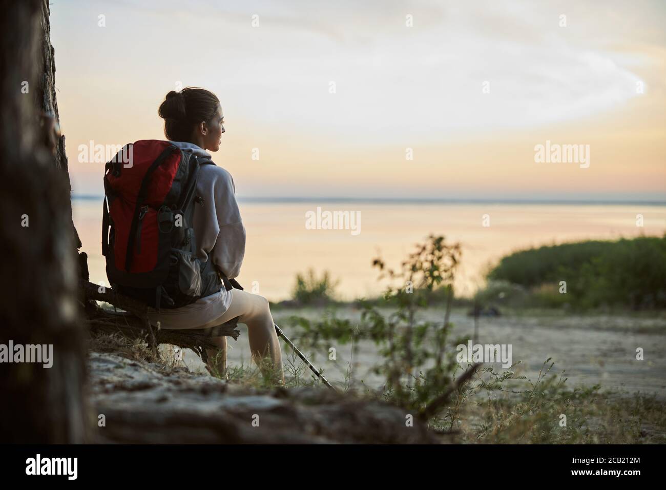 Back view young charming caucasian hi-res stock photography and images ...