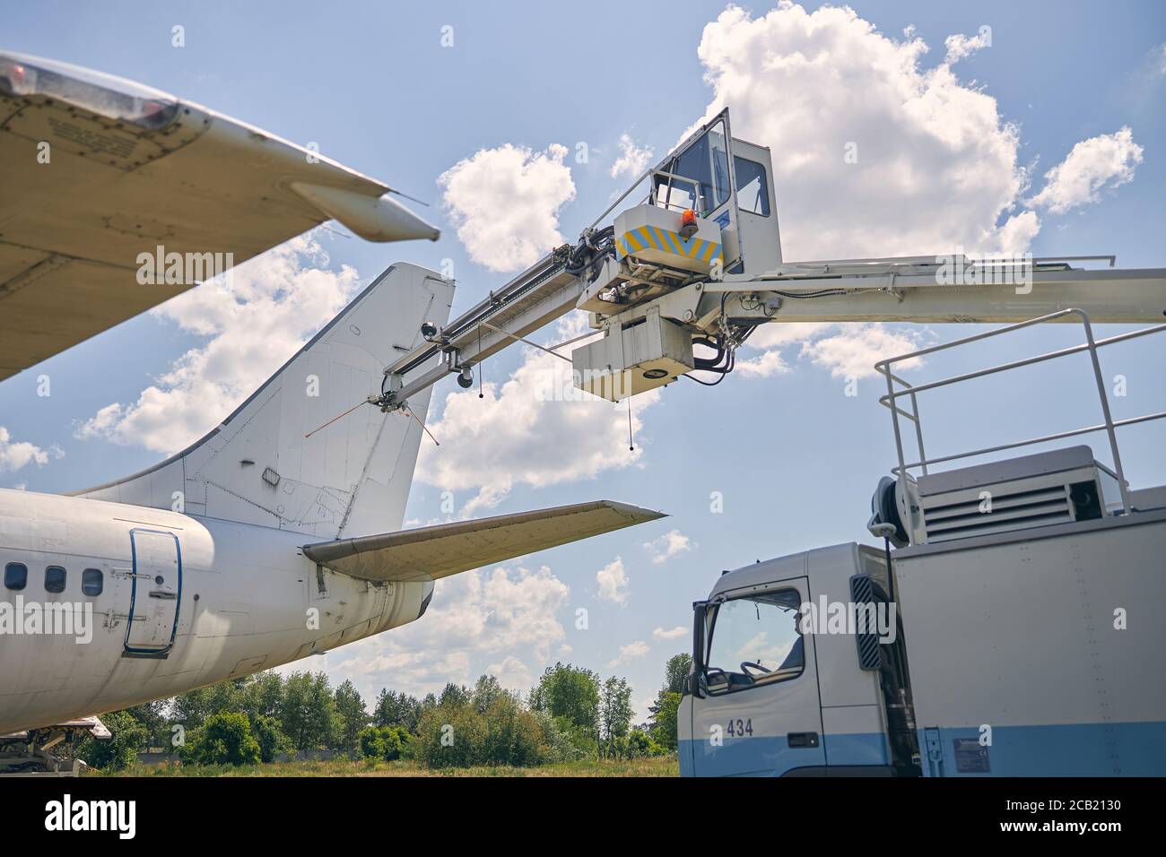Special gadget being ready for washing plane Stock Photo - Alamy