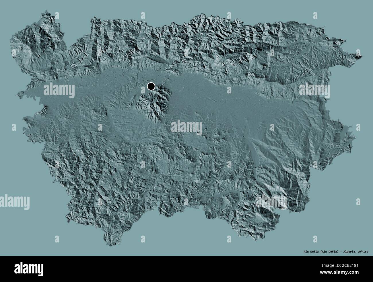 Shape of Aïn Defla, province of Algeria, with its capital isolated on a ...