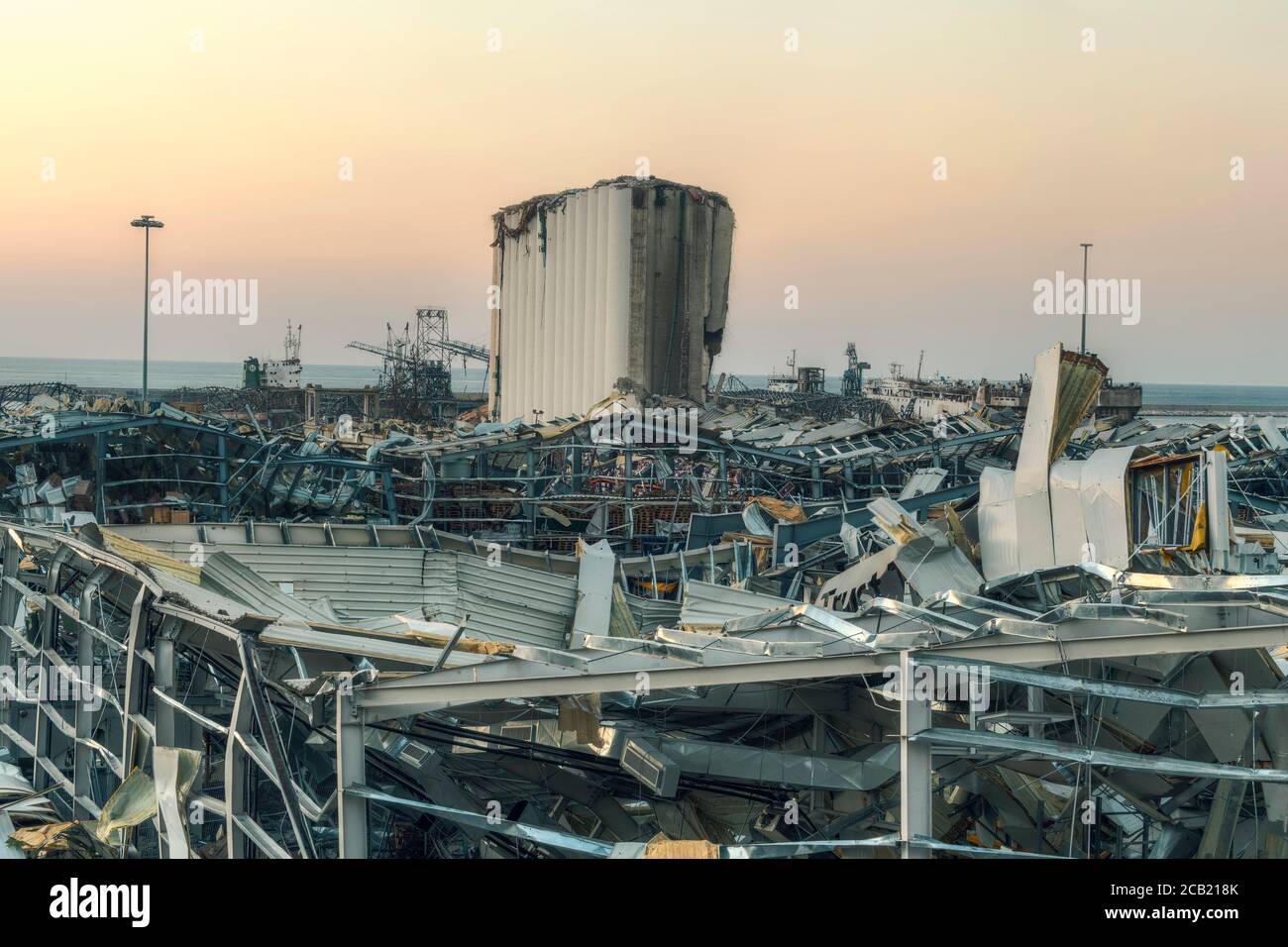 Beirut, Lebanon - August 05 2020: View of Beirut Port completely ...