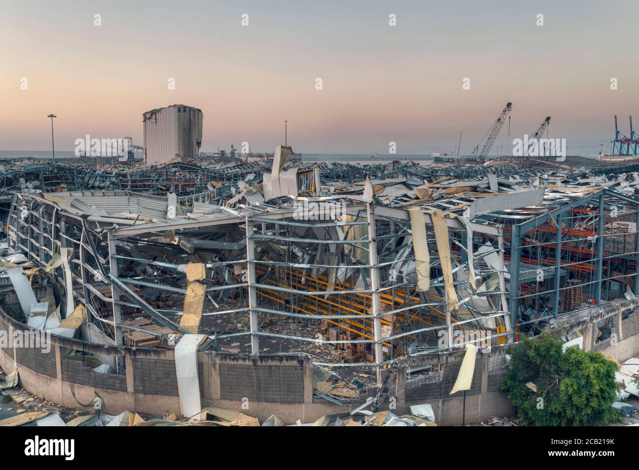 Beirut, Lebanon - August 05 2020: View of Beirut Port completely ...