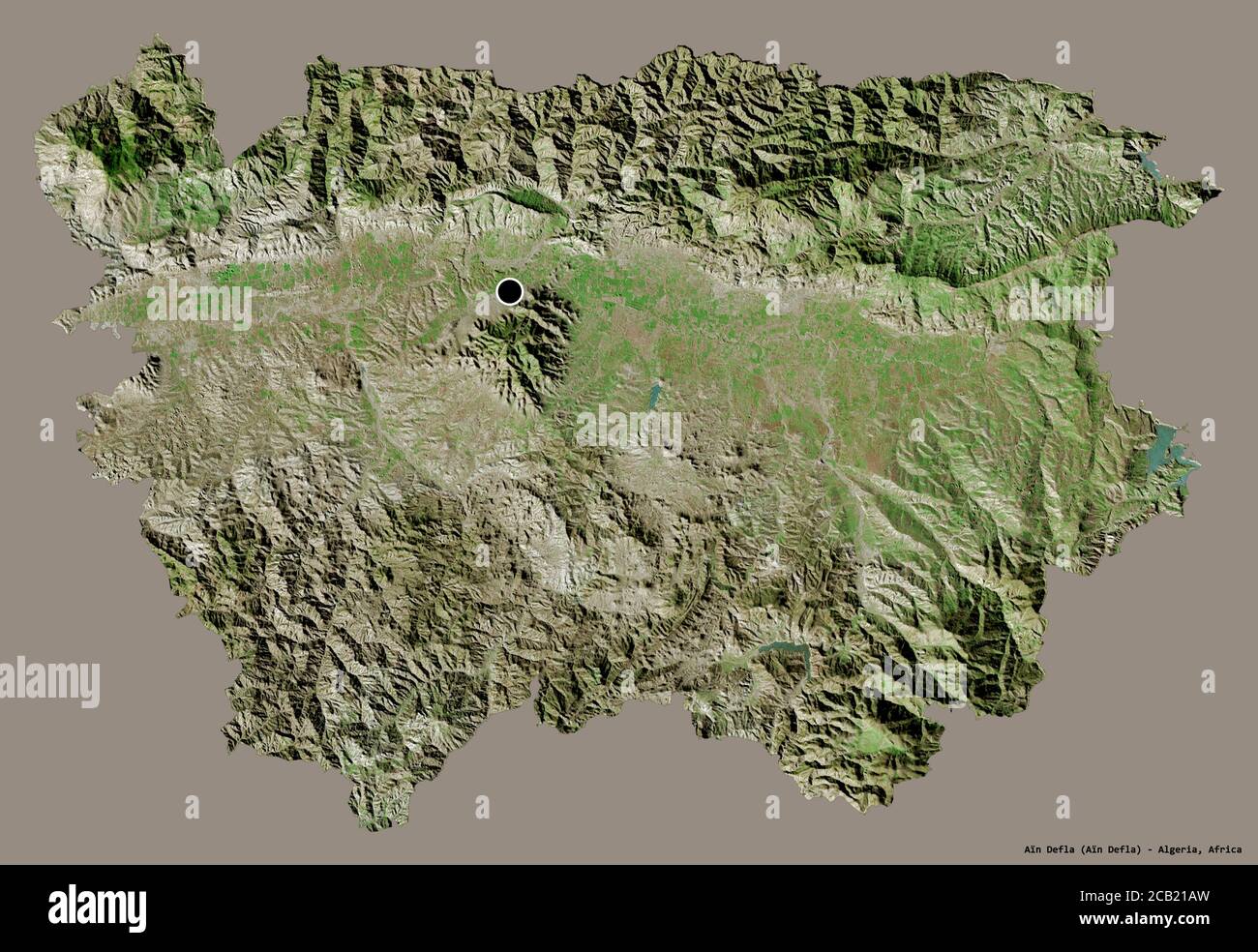 Shape of Aïn Defla, province of Algeria, with its capital isolated on a ...