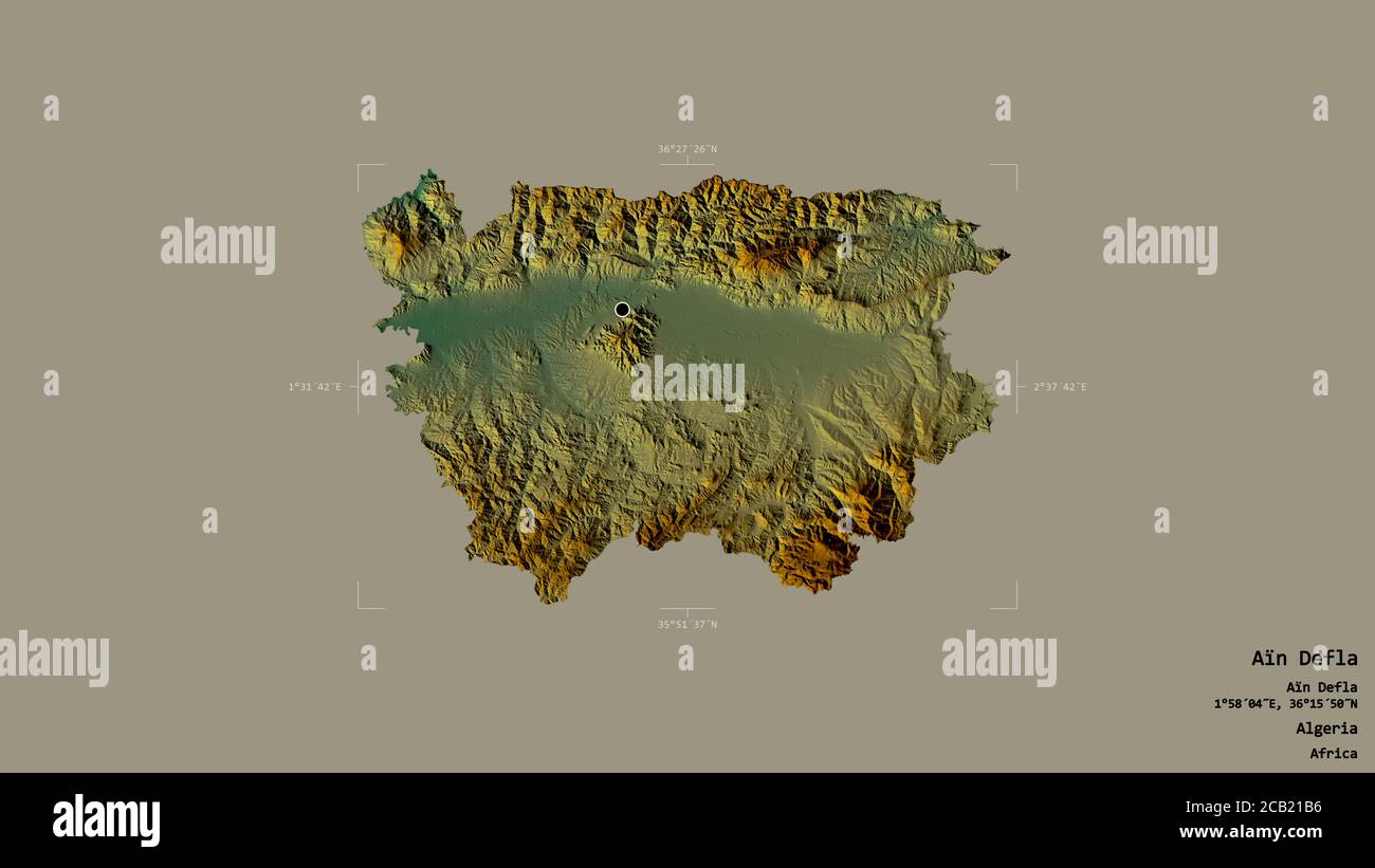 Area of Aïn Defla, province of Algeria, isolated on a solid background ...