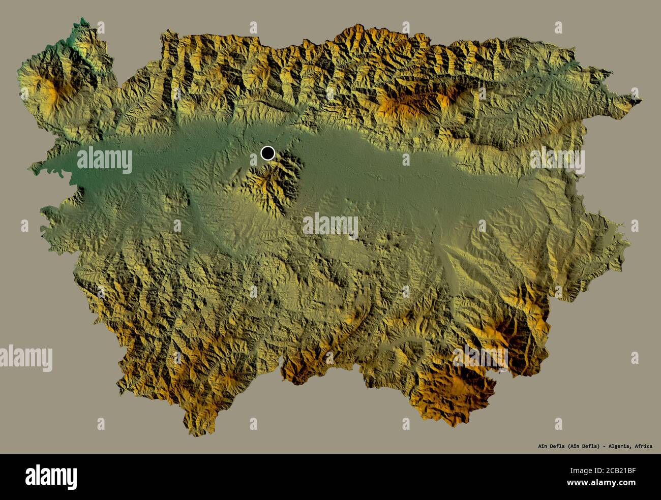 Shape of Aïn Defla, province of Algeria, with its capital isolated on a ...