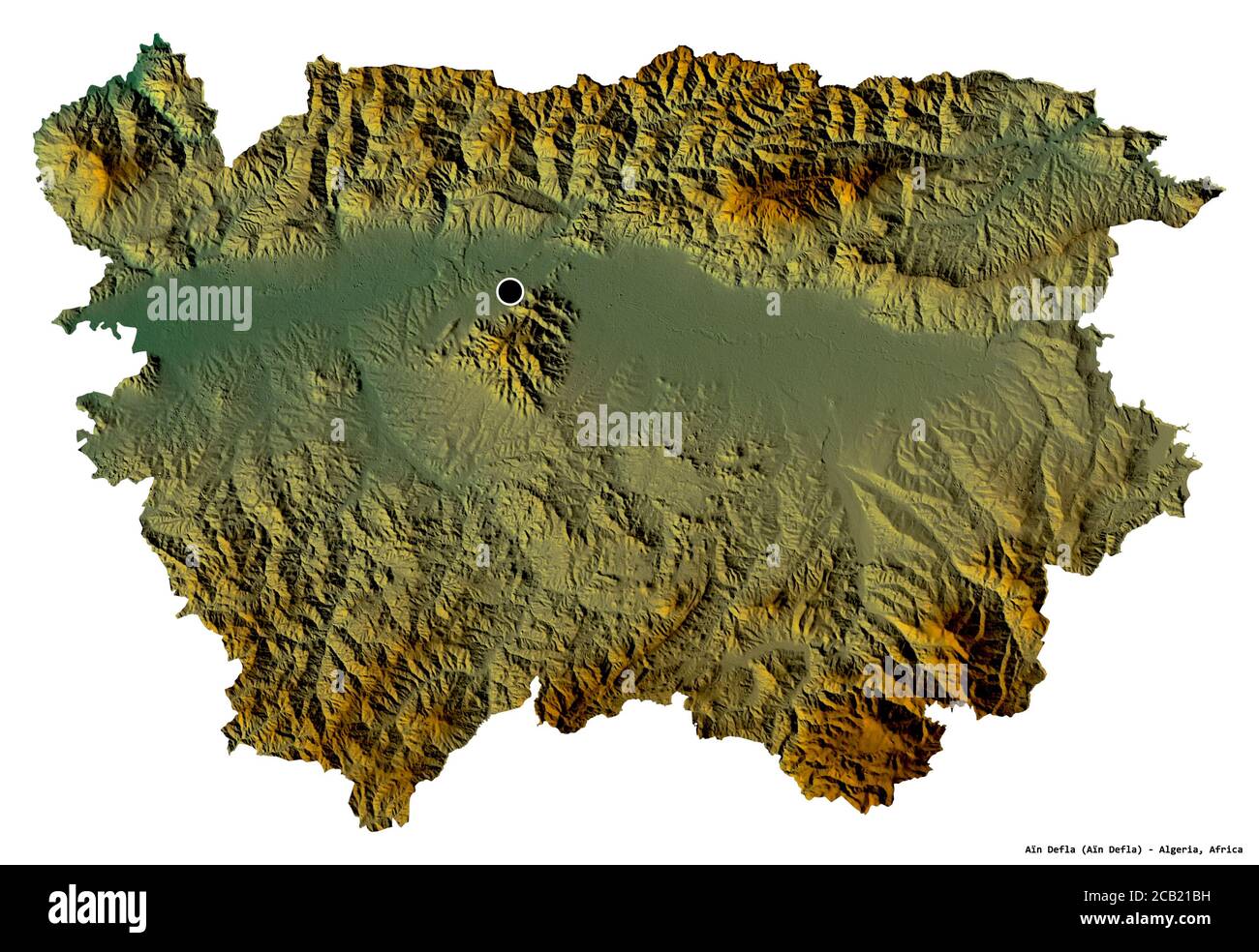 Shape of Aïn Defla, province of Algeria, with its capital isolated on ...