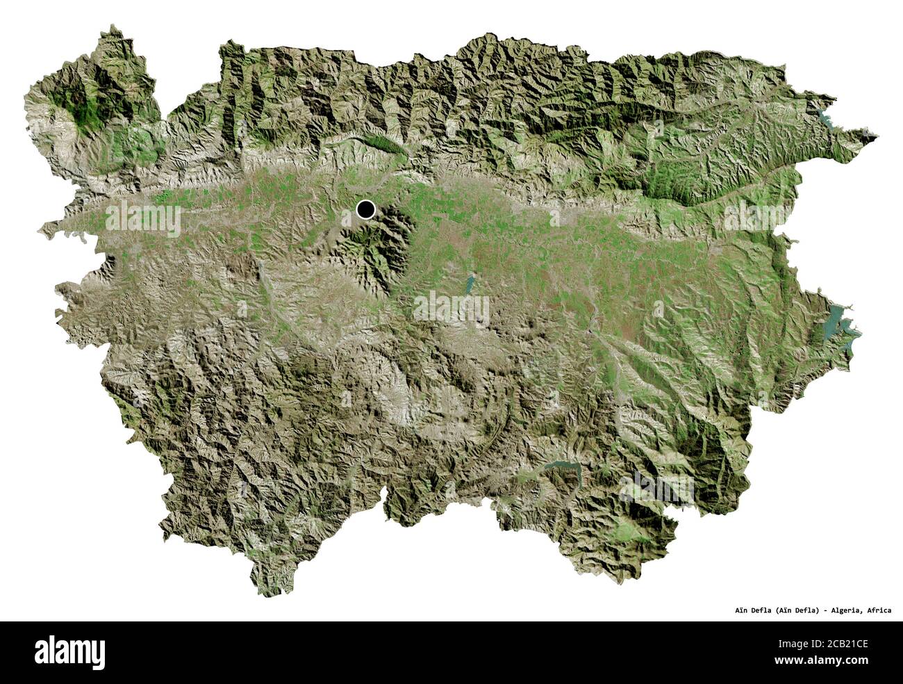 Shape of Aïn Defla, province of Algeria, with its capital isolated on ...