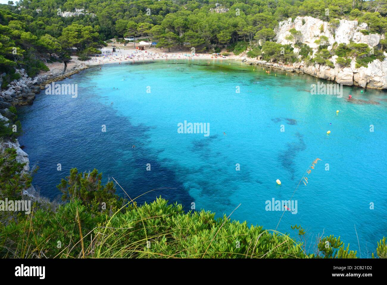 Turquoise water in bay Cala Macarella on Menorca island in Spain Stock ...