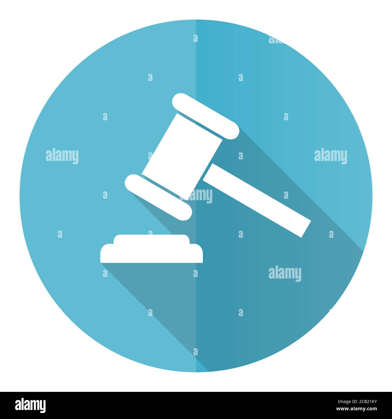 Auction vector icon, flat design blue round web button isolated on ...