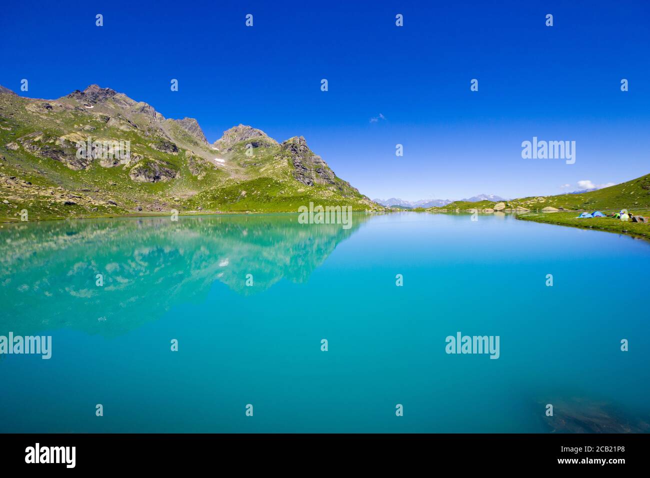 Alpine mountain lake landscape and view, blue beautiful and amazing ...