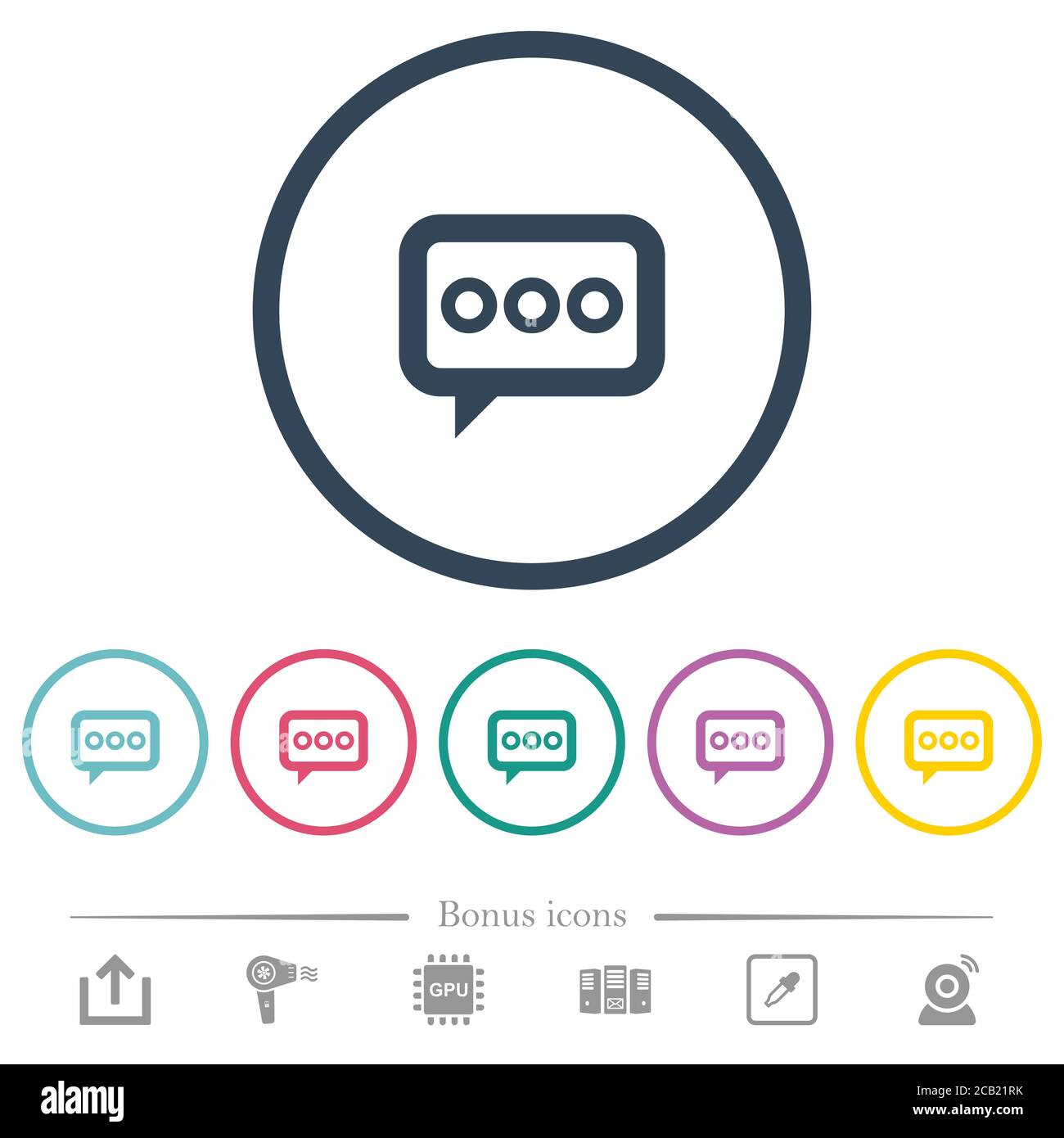 Working chat flat color icons in round outlines. 6 bonus icons included ...