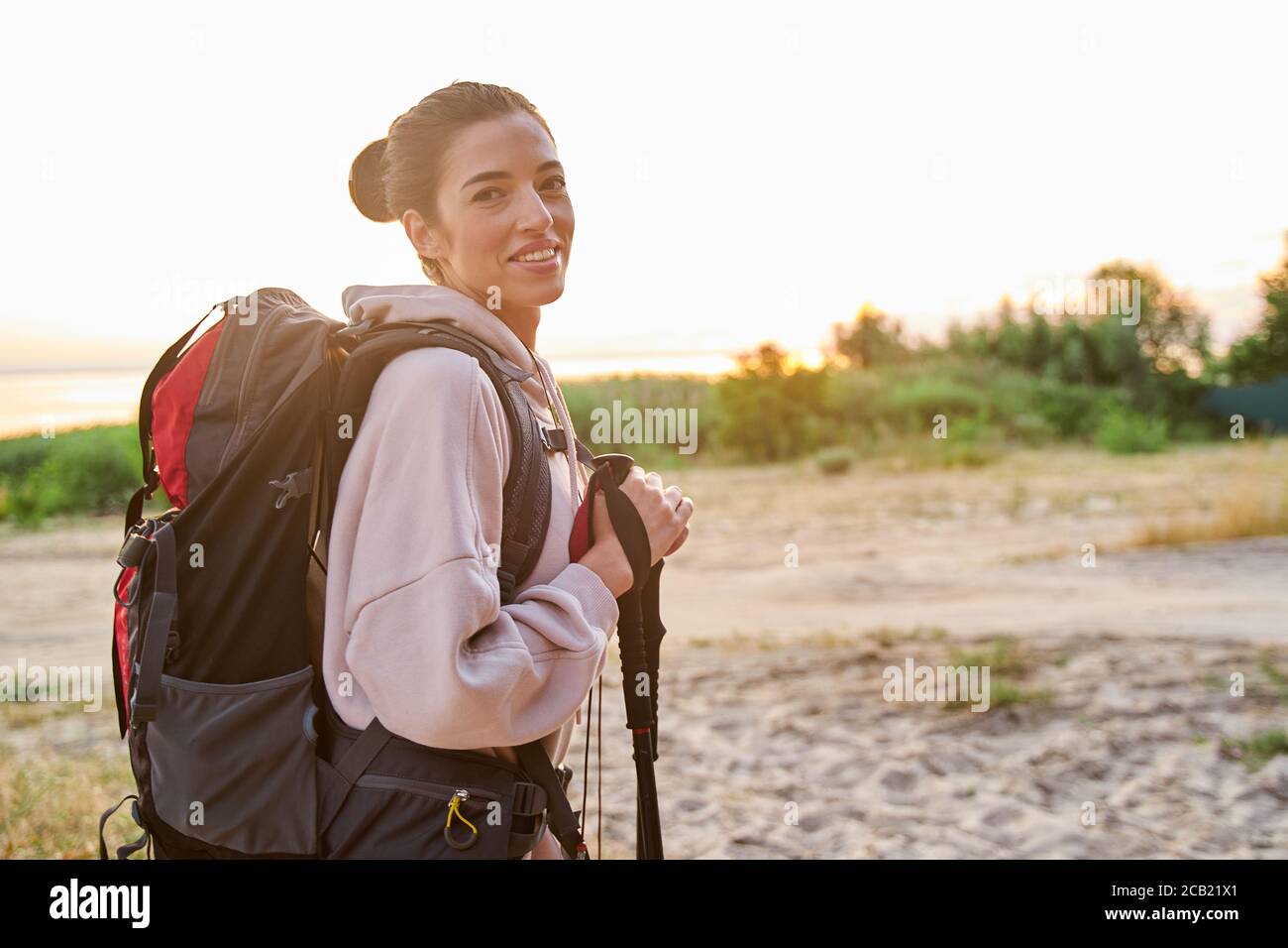 Woman tourist hiking alone in hi-res stock photography and images - Alamy