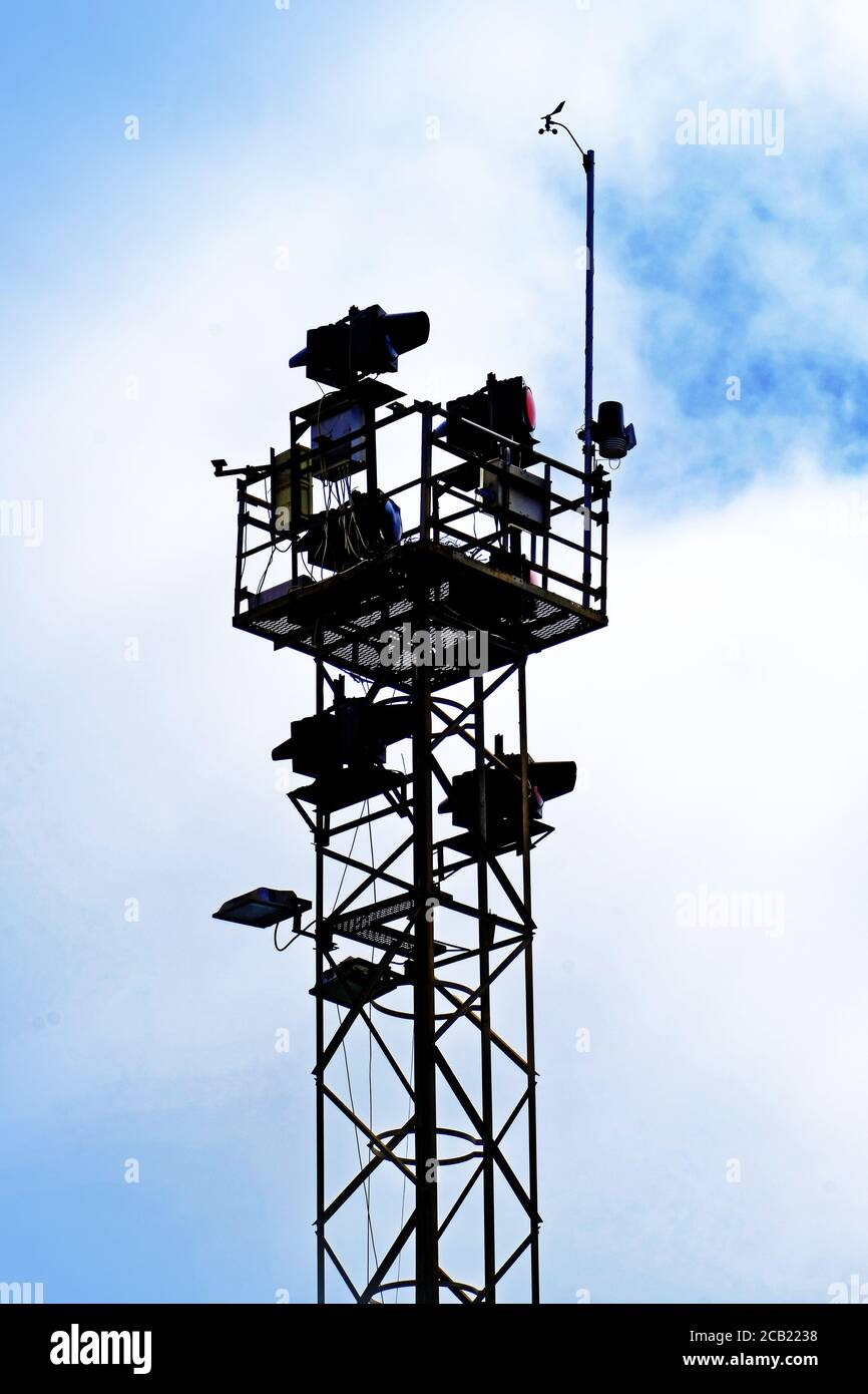 Comms weather and harbour entrance station Stock Photo - Alamy