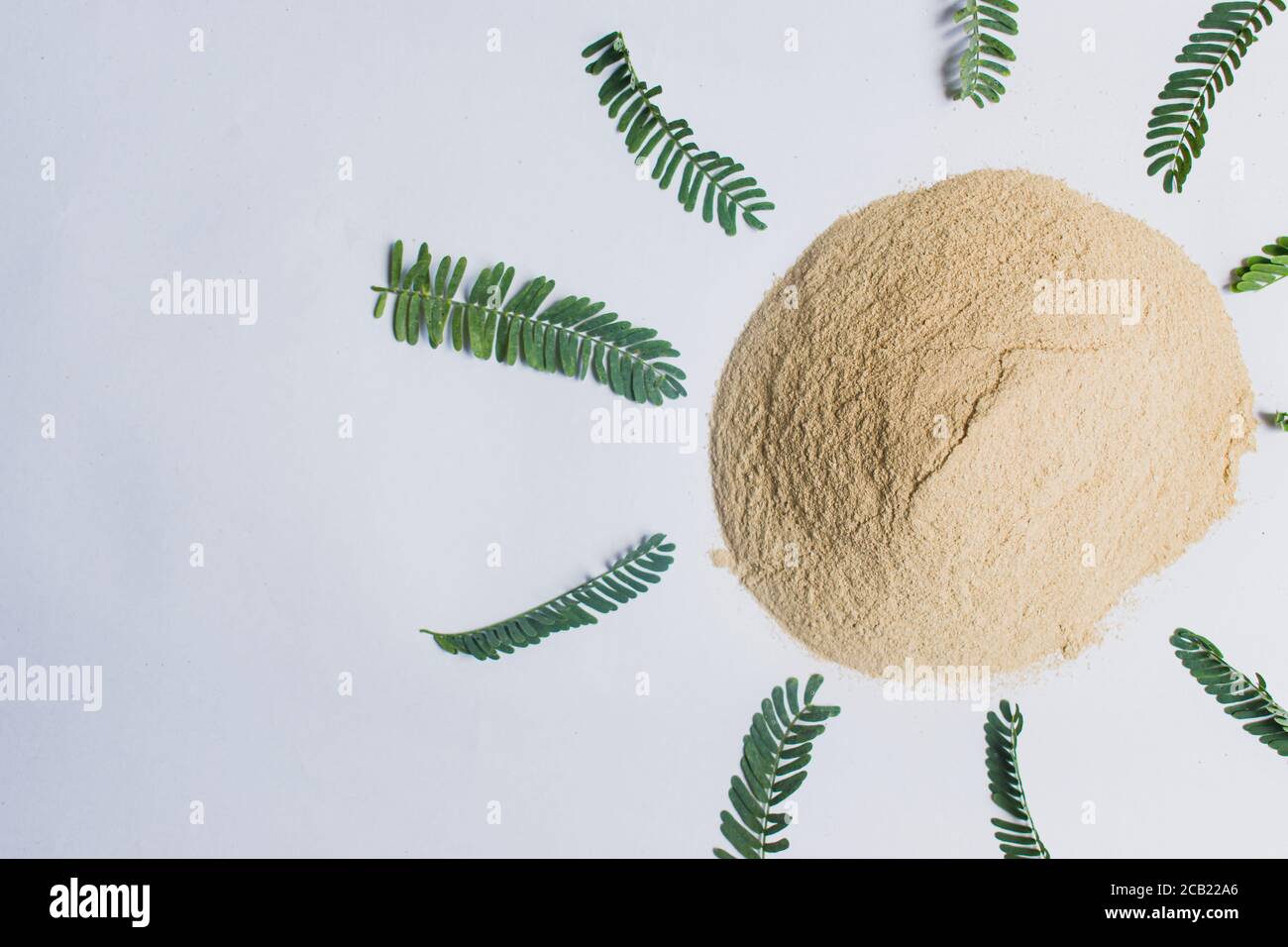 organic dry clay powder on white background. natural clay powder for ...