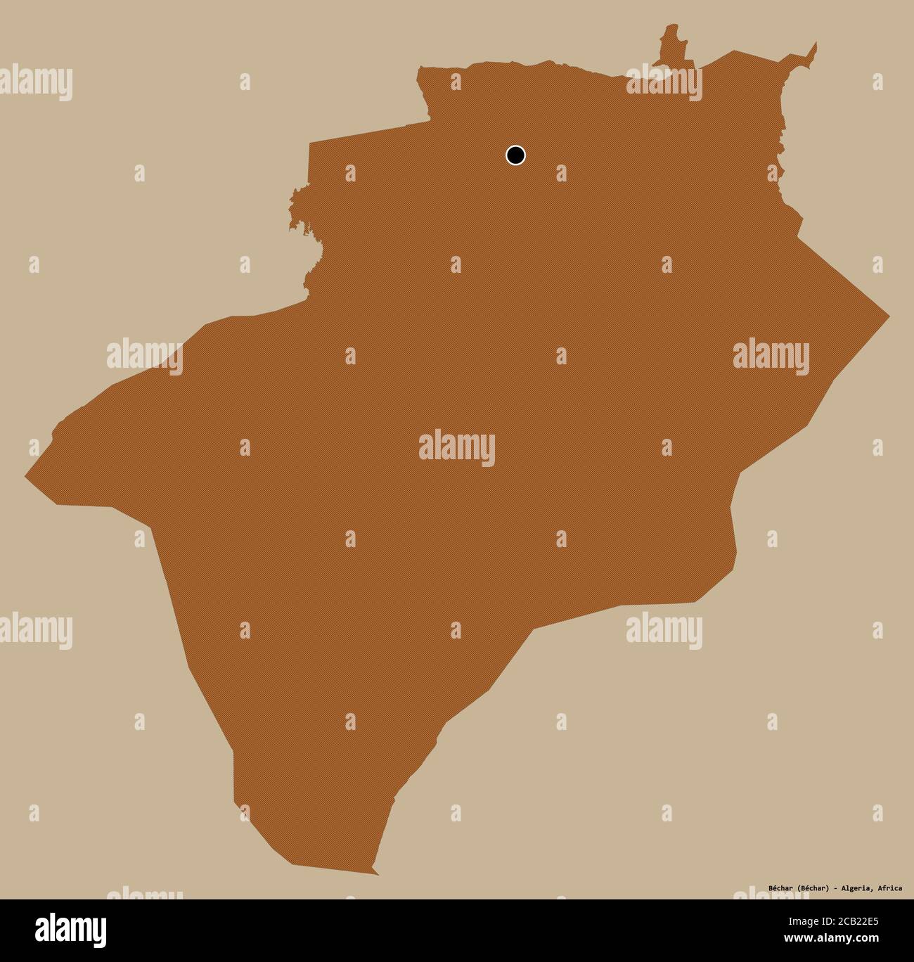 Shape of Béchar, province of Algeria, with its capital isolated on a ...