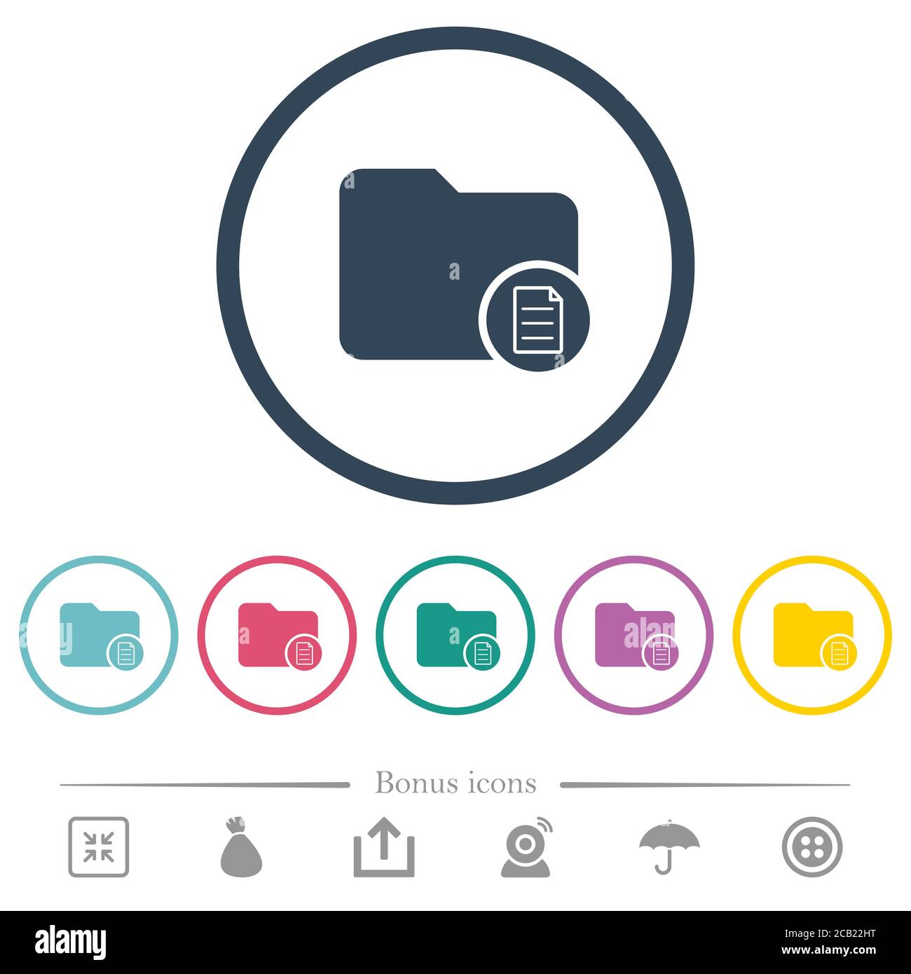 Directory properties flat color icons in round outlines. 6 bonus icons ...