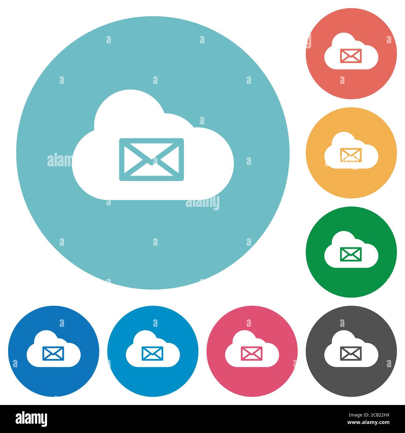 Cloud mail system flat white icons on round color backgrounds Stock ...