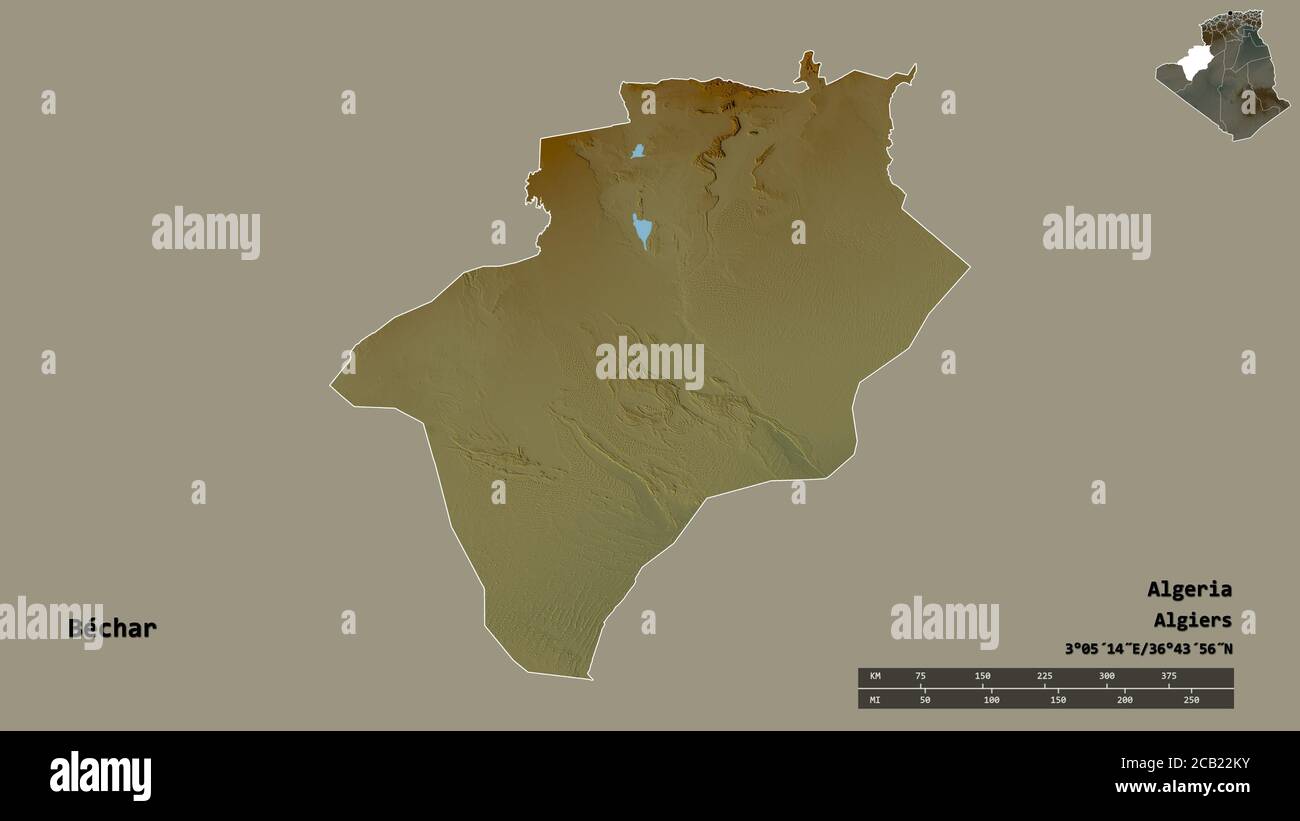 Shape of Béchar, province of Algeria, with its capital isolated on ...