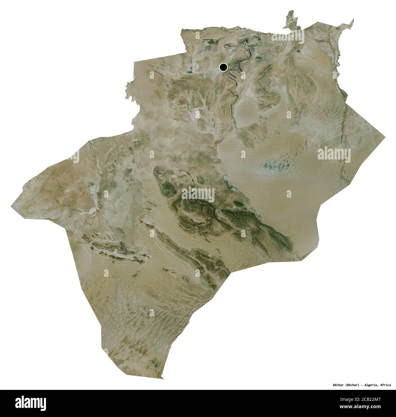 Shape of Béchar, province of Algeria, with its capital isolated on ...